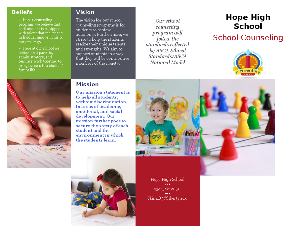 COSC 661 - Brochure - Assignment - Beliefs In our counseling program ...