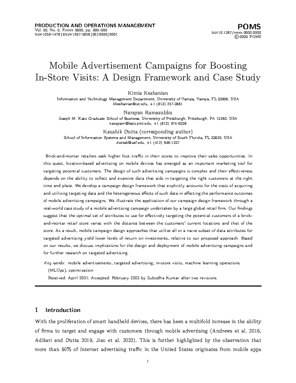 Designing Mobile Advertisement Campaigns: A Case Study in POMS - Studocu