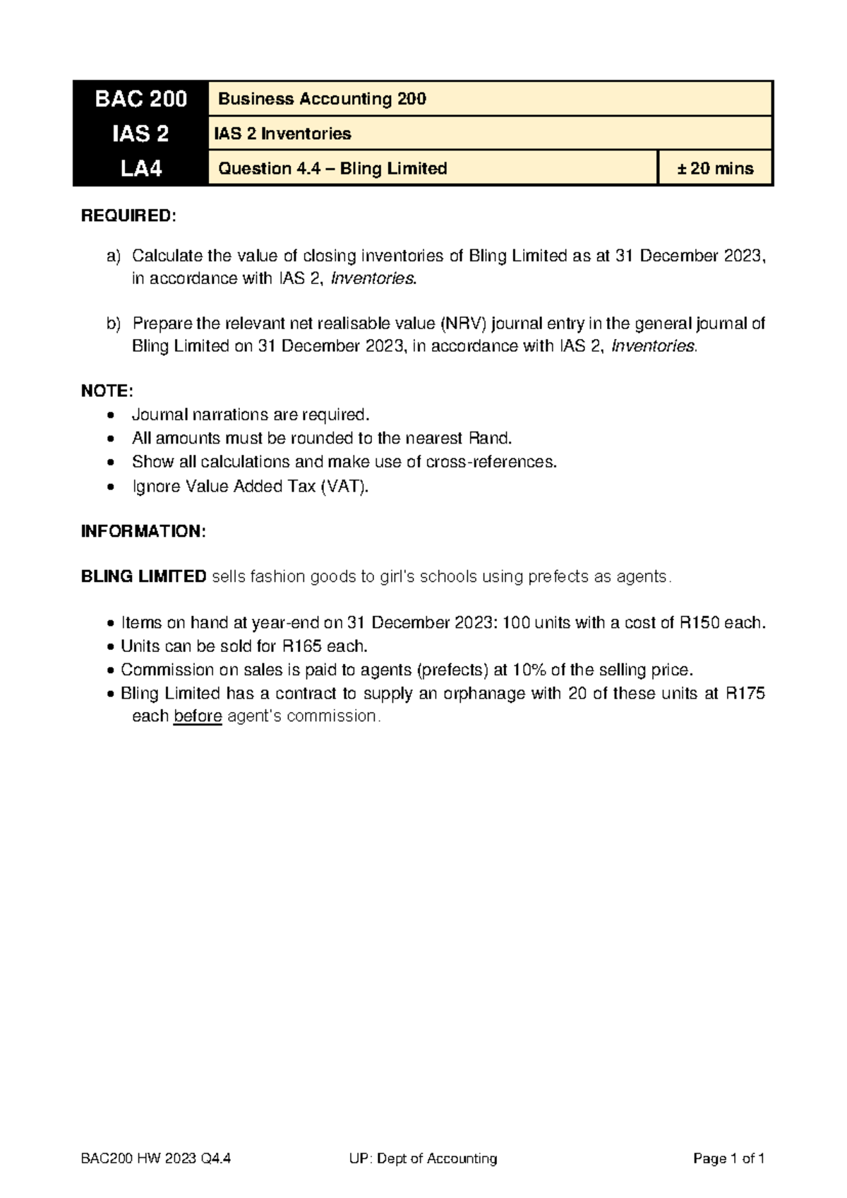 4a BAC200 HW LA4 Q4.4 (Bling Limited) - BAC200 HW 2023 Q4. 4 UP: Dept ...