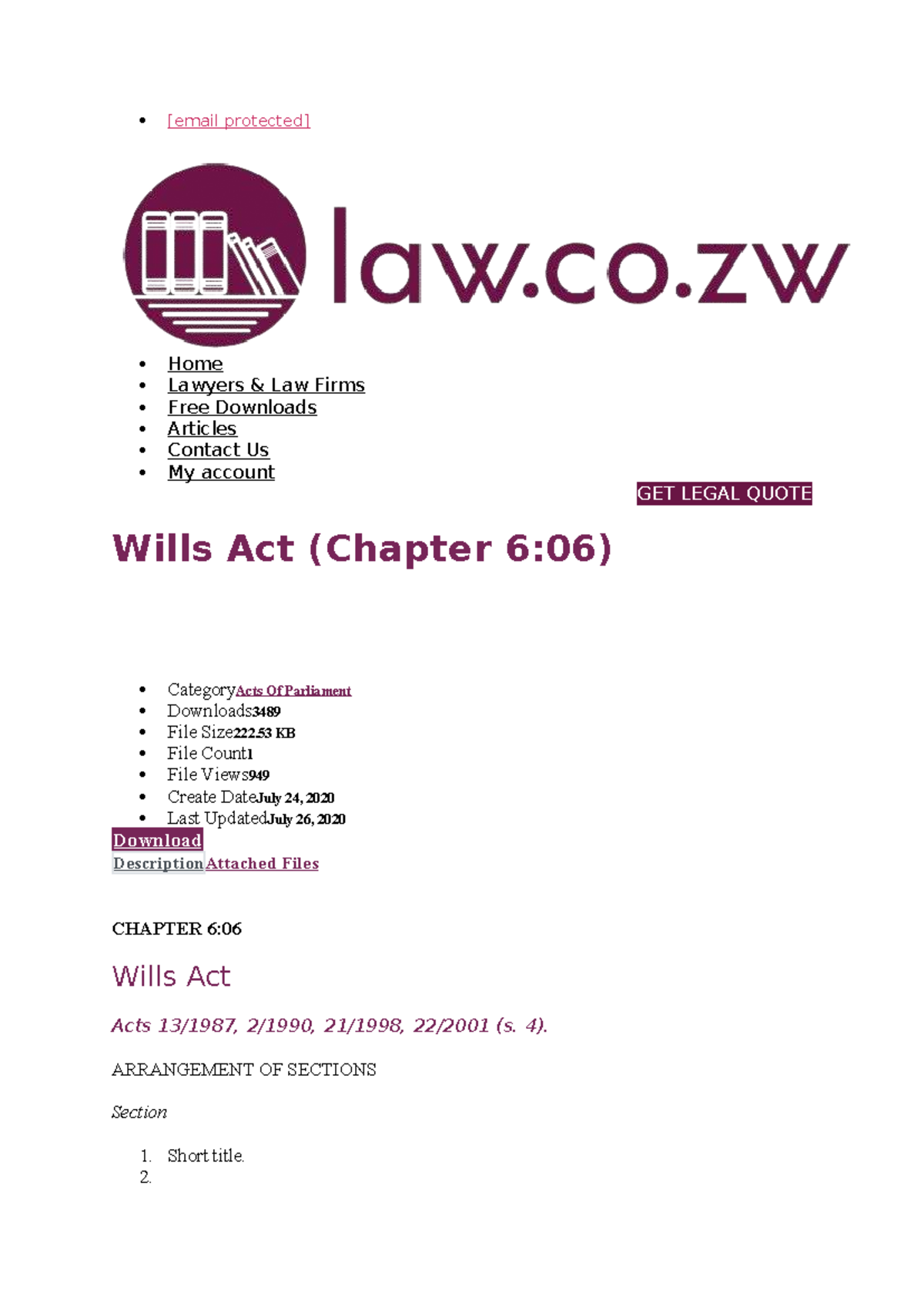 Wills Act (Chapter 6:06) - Overview of Succession Law and Provisions ...