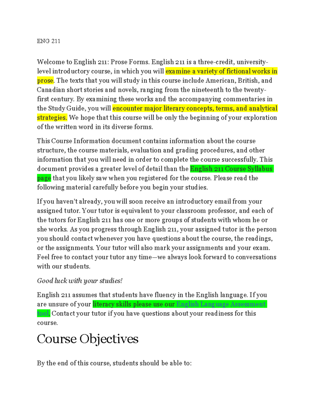 ENG 211 study final - documents and informationdocuments and informationdocuments and - Studocu