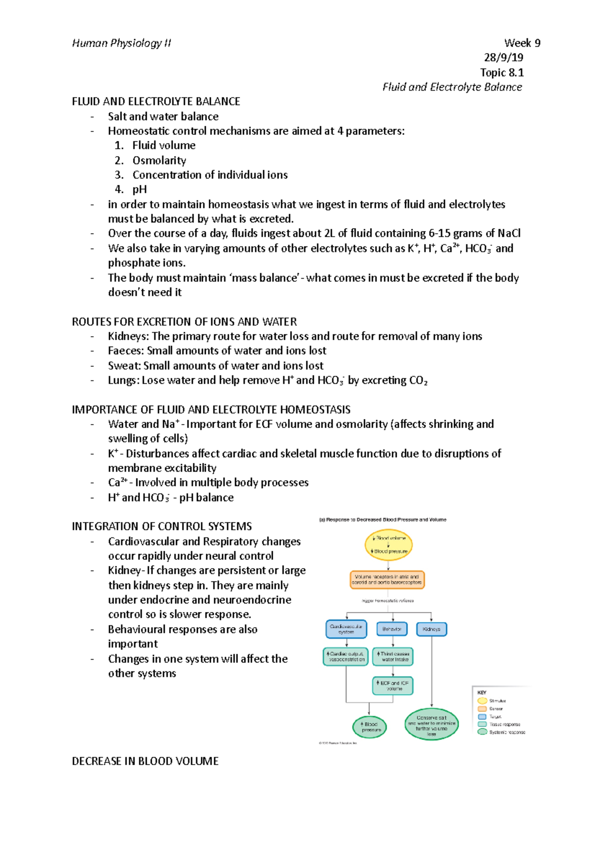 Topic 8 - Human Physiology 2 Lecture Notes. Got a HD - 28/9/ Topic 8 ...