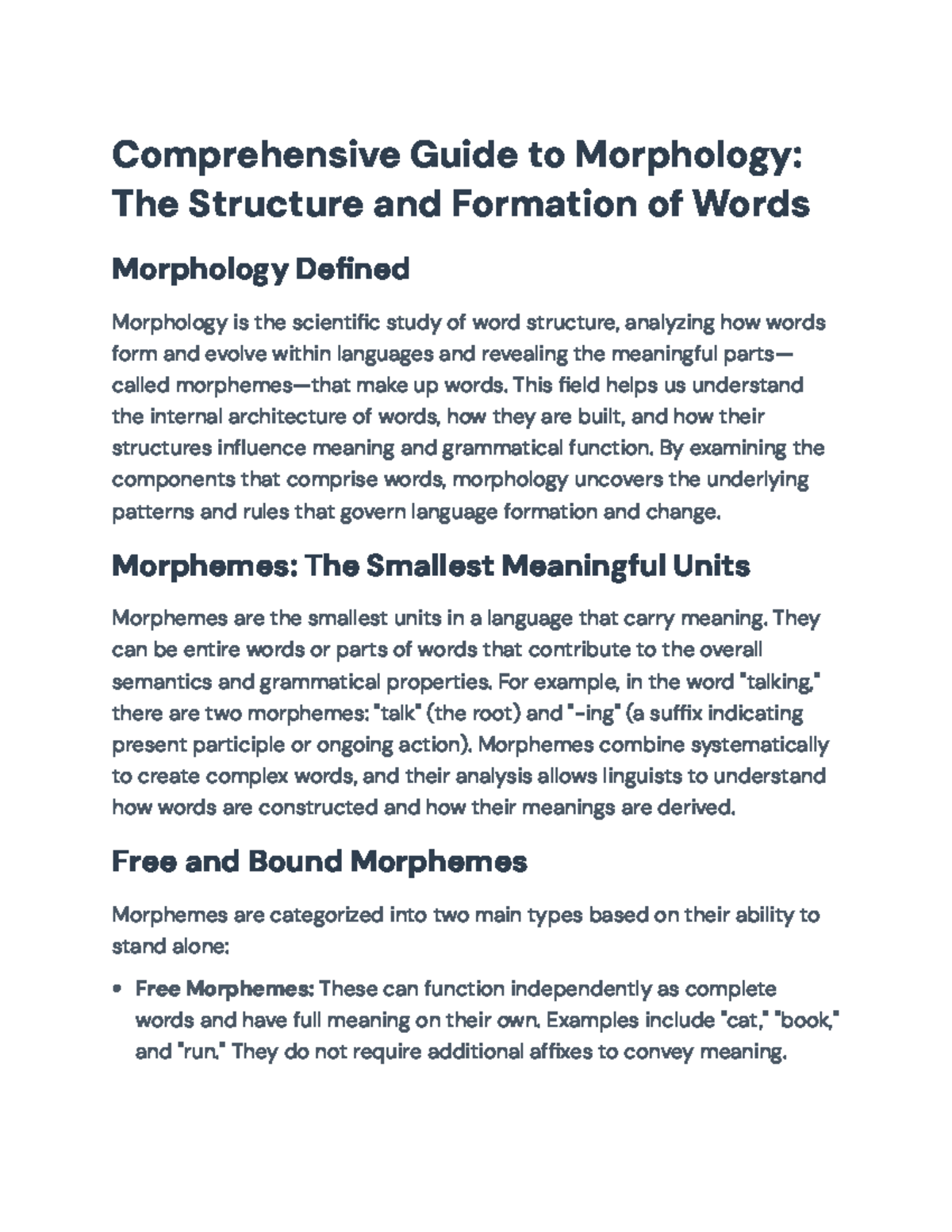 Comprehensive Guide to Morphology (LNG 101): Word Structure & Formation ...