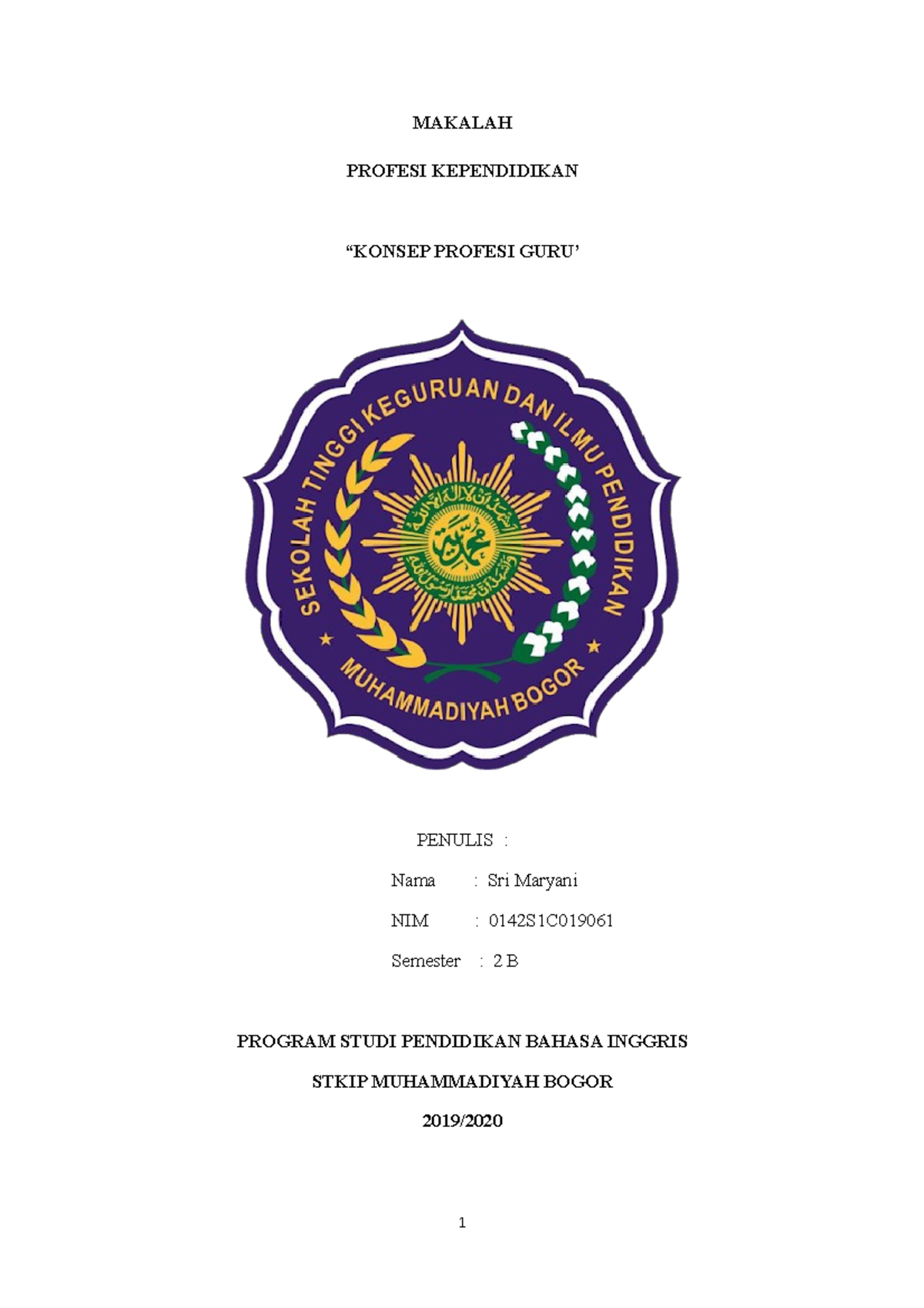 Makalah Profesi Pendidikan: Konsep Guru oleh Sri Maryani (NIM 0142S1C ...