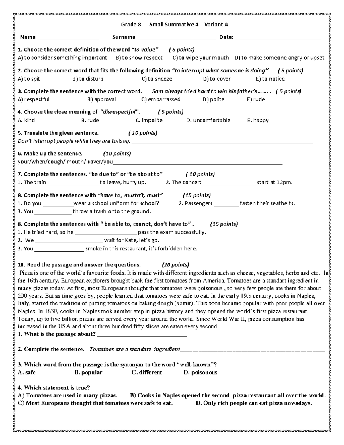 Grade 8 Summative 4 Assessment - Gulshan Anar - Studocu