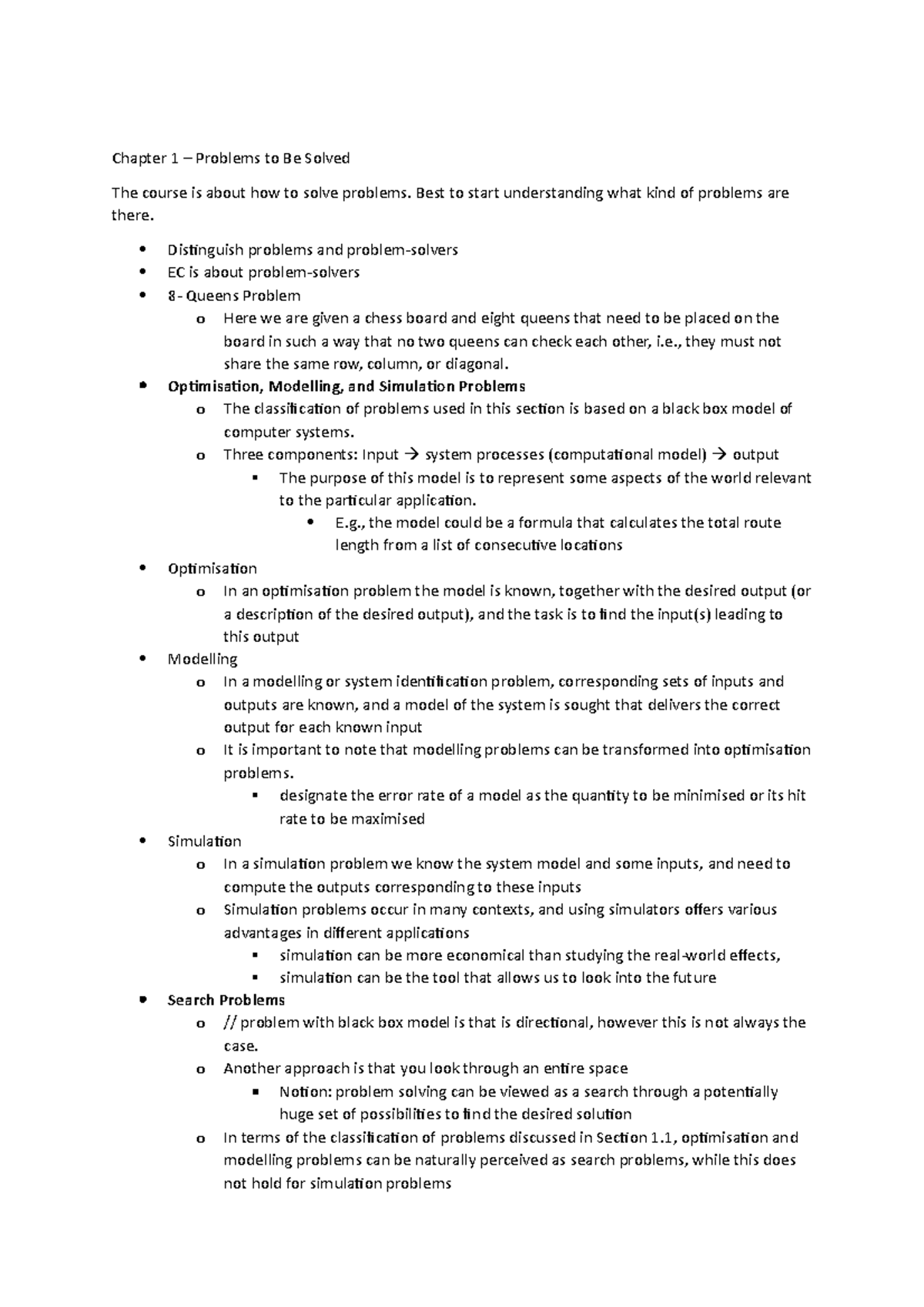 Evolutionary Computing book, Chapter 1 Summary - Chapter 1 – Problems ...