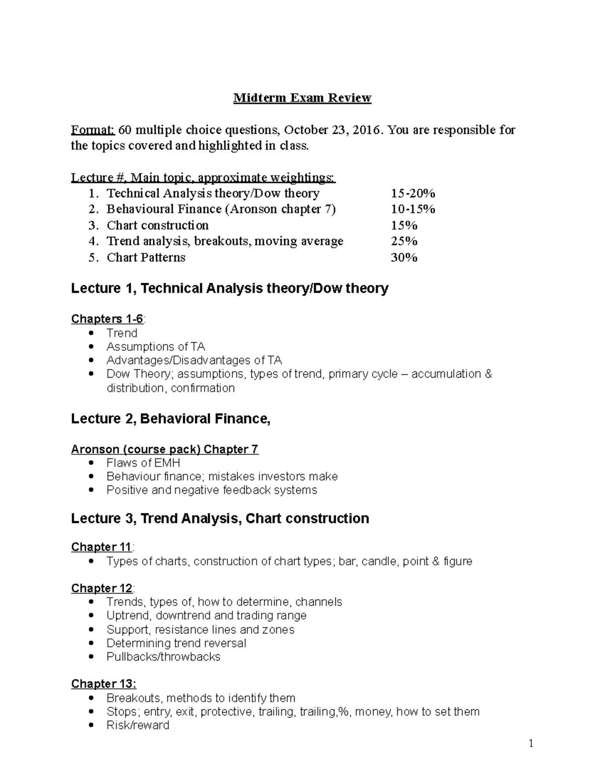 Mid-term review - Midterm Exam Review Format: 60 multiple choice ...