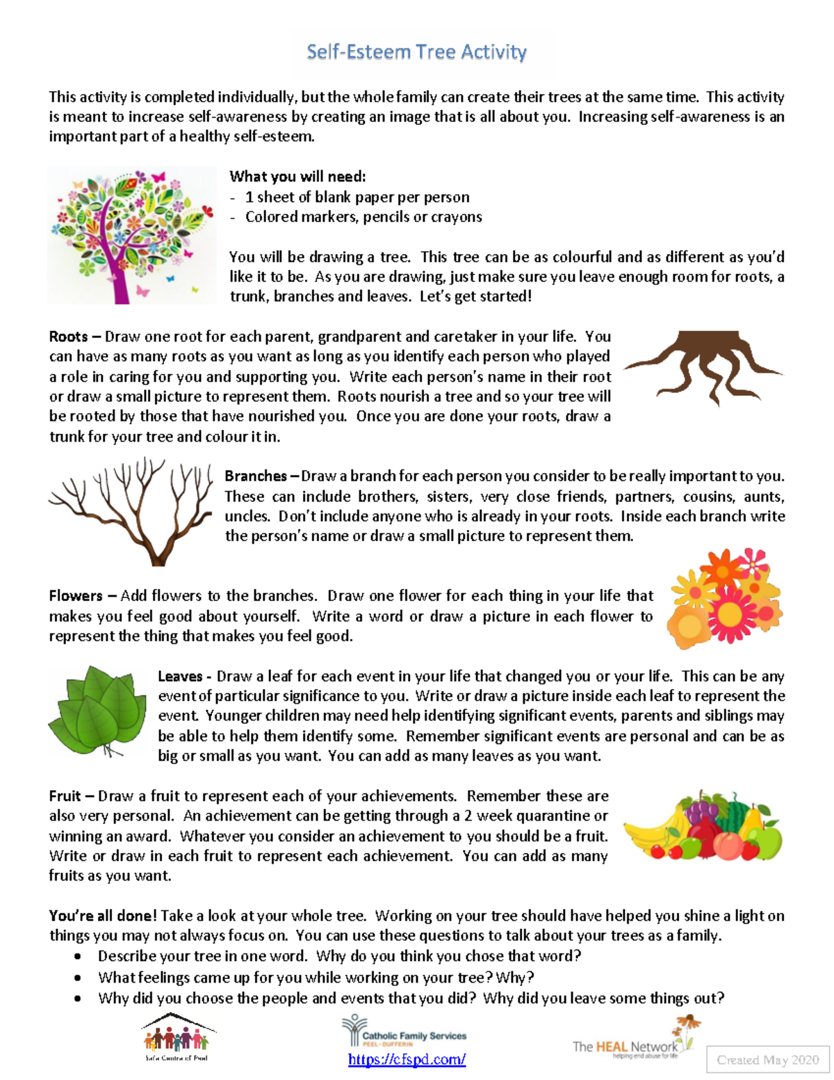 Self Esteem Tree Activity - Individual & Family Engagement - Studocu
