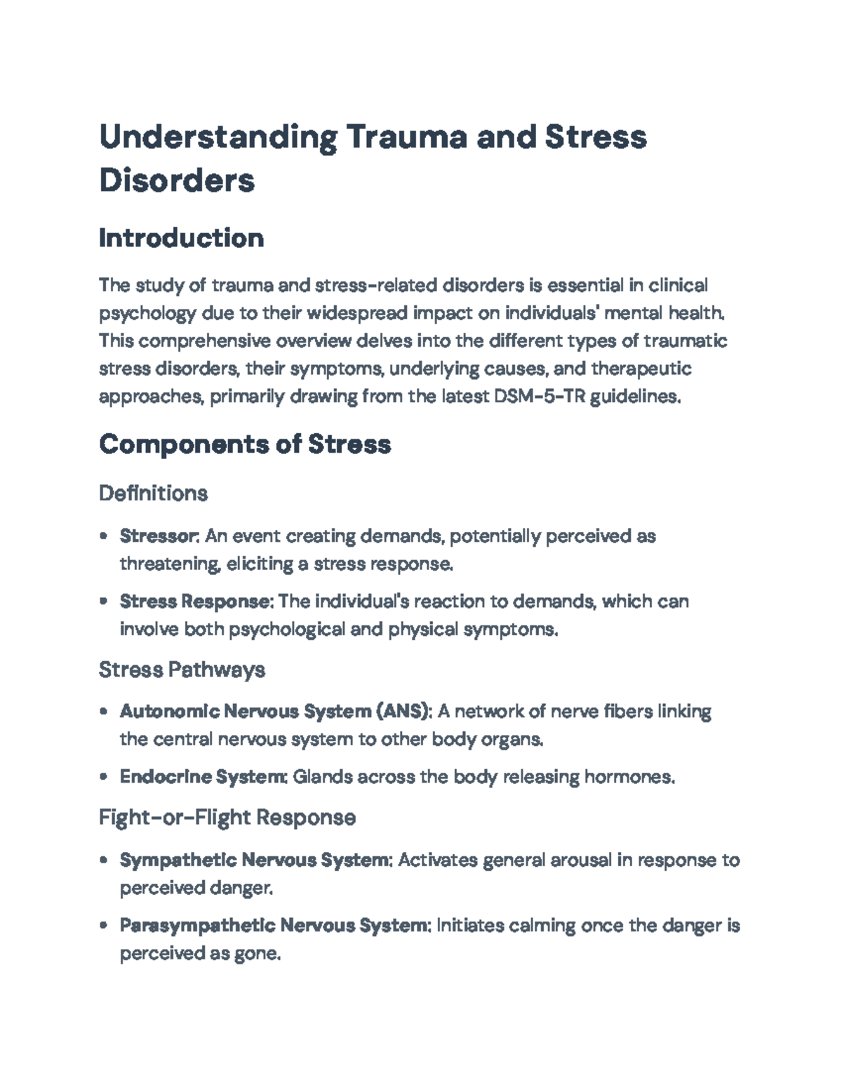 Understanding Trauma and Stress Disorders: A Comprehensive Overview ...