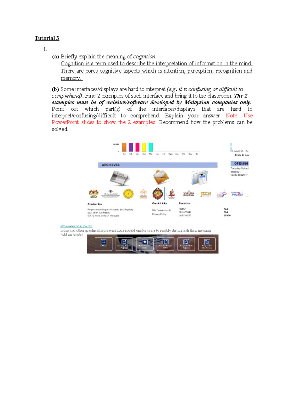 Tutorial 3 - TUT - Tutorial 3 (a) Briefly explain the meaning of cognition. Cognition is a term ...