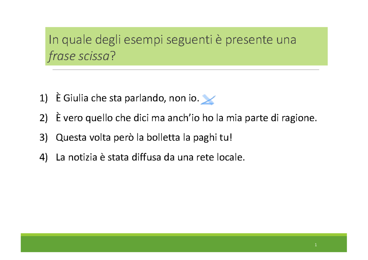 Esercizi di Analisi Linguistica - Corso di Italiano 1° Semestre - Studocu