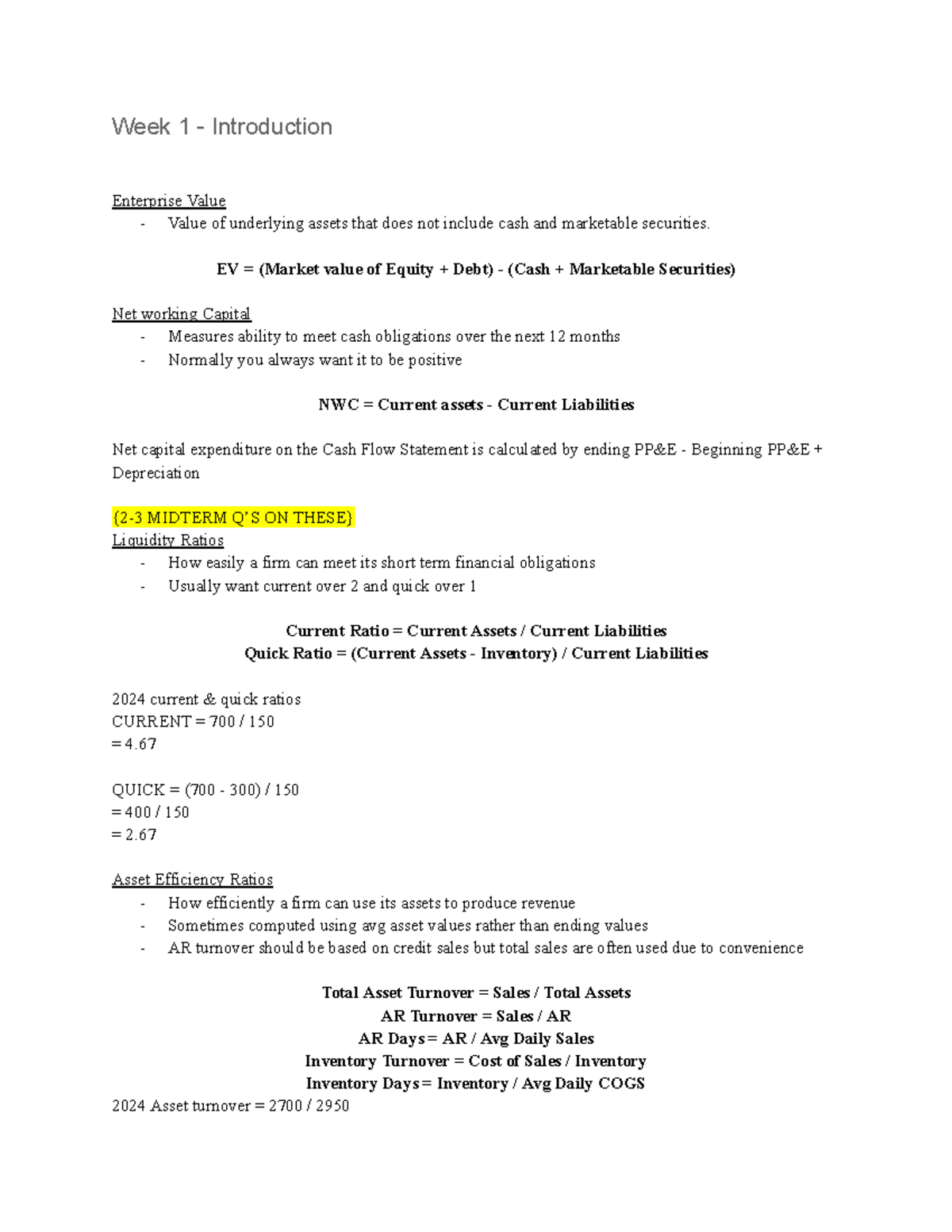 FIN300 Midterm Notes: Financial Modeling & Valuation Techniques - Studocu