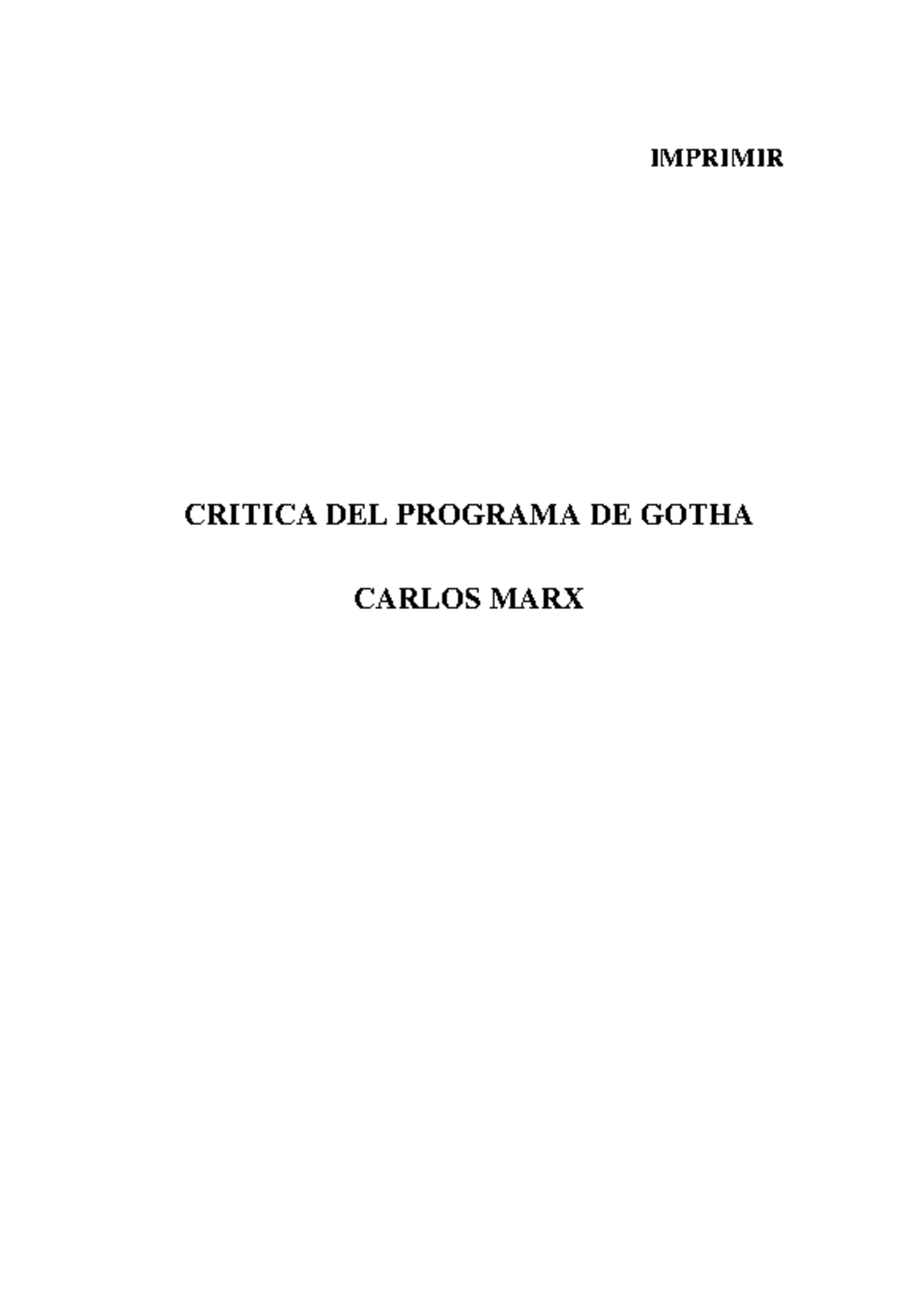 Crítica del Programa de Gotha de Carlos Marx (1875) - Studocu