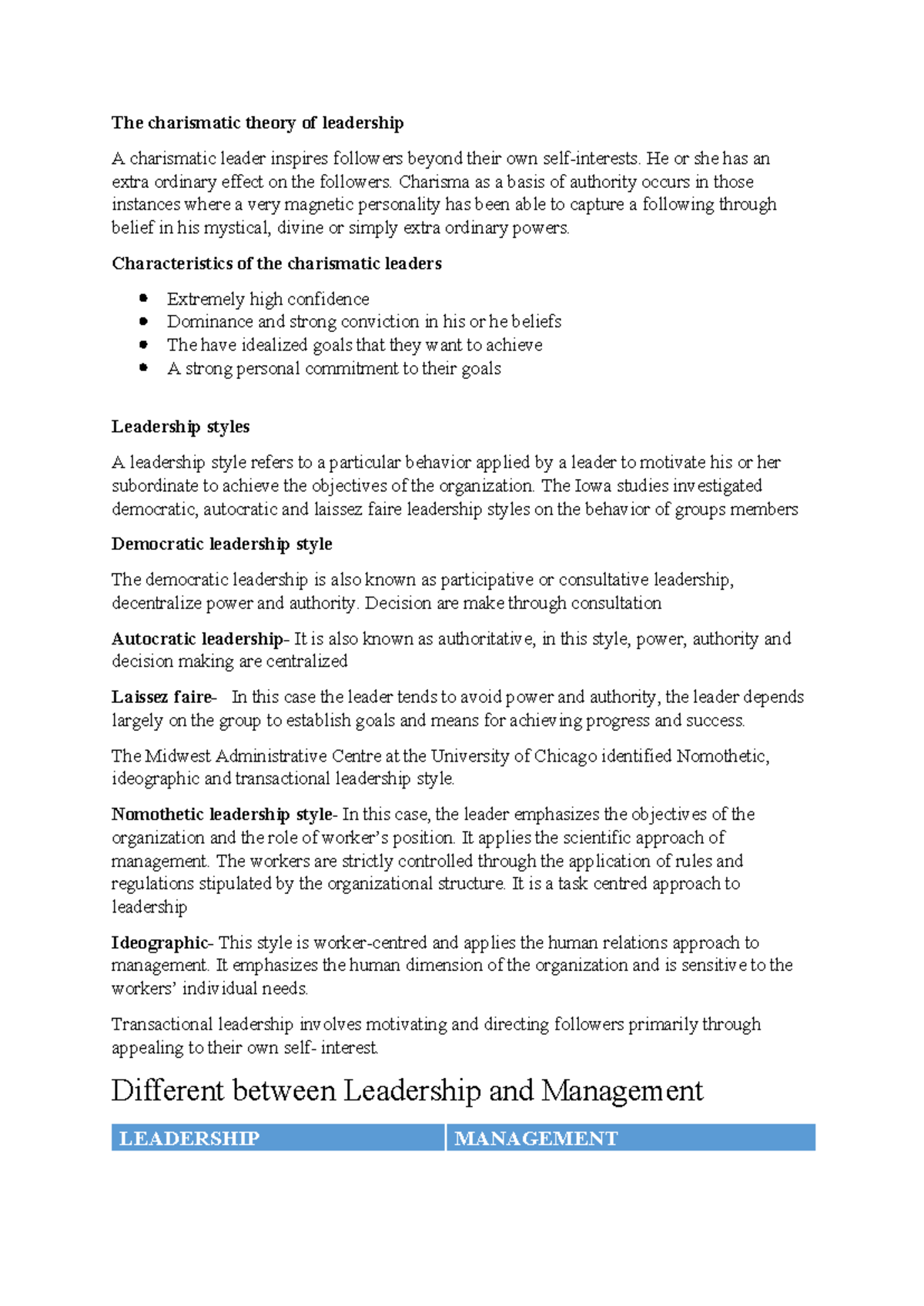 Charismatic Leadership Theories and Management Styles in Education (EDU ...