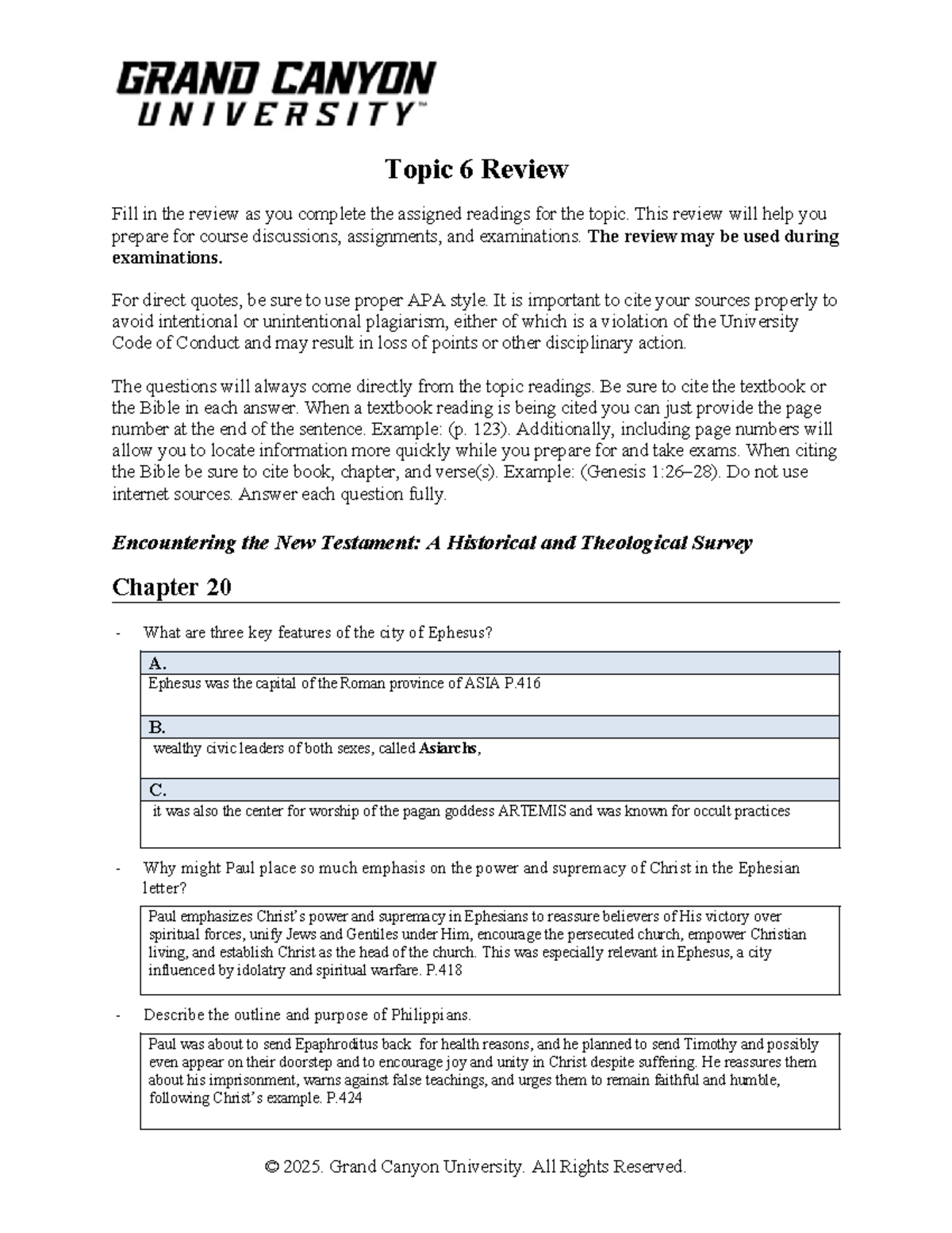 BIB-107 Topic 6 Review: Key Insights and Study Guide - Studocu