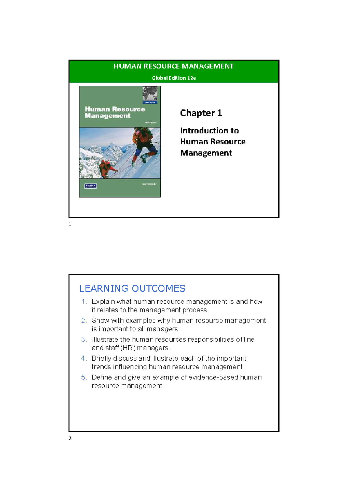 HRM Global Edition 12e Midterm Exam Notes: Chapter 1 Overview - Studocu