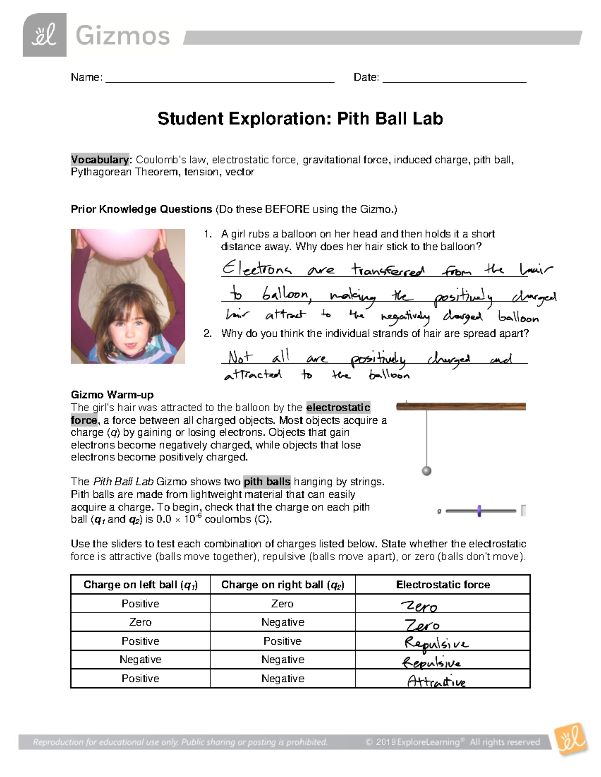 Pith Ball Lab SE - Overview of Electrostatic Principles in Biology ...