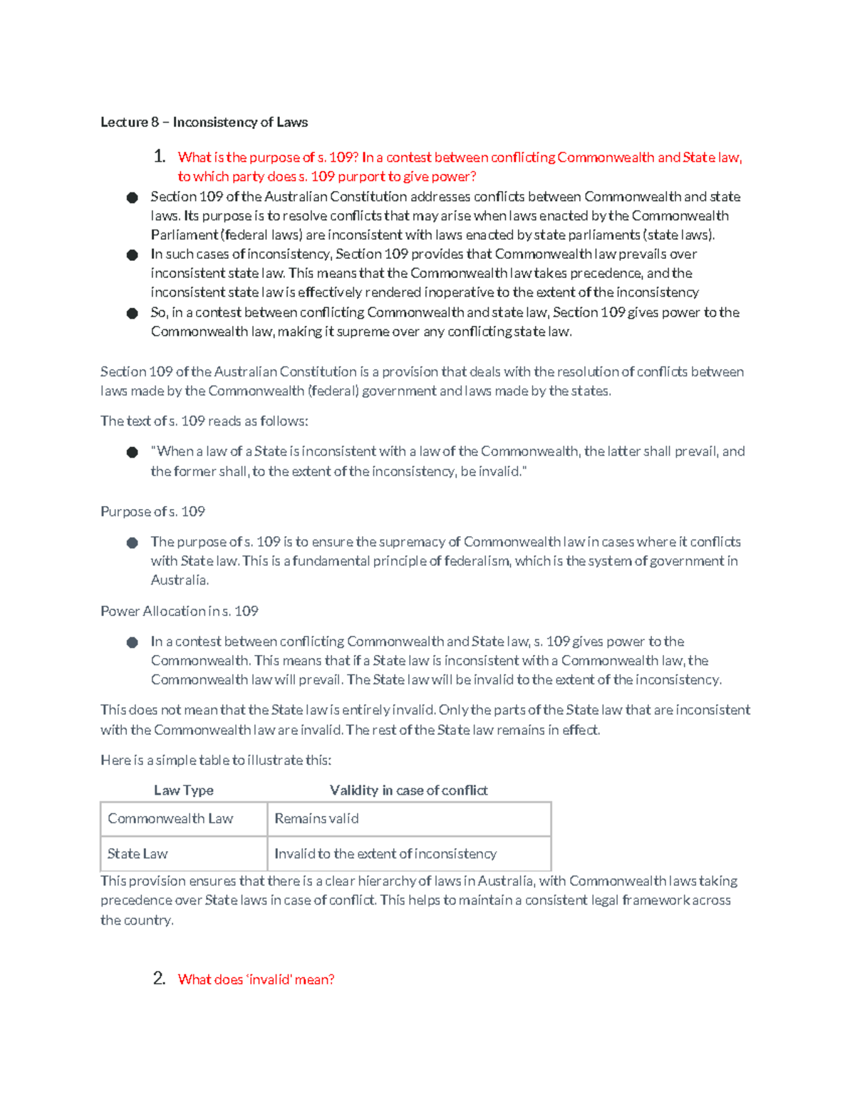 Lecture 8 - Inconsistency of Laws and Section 109 Analysis - Studocu