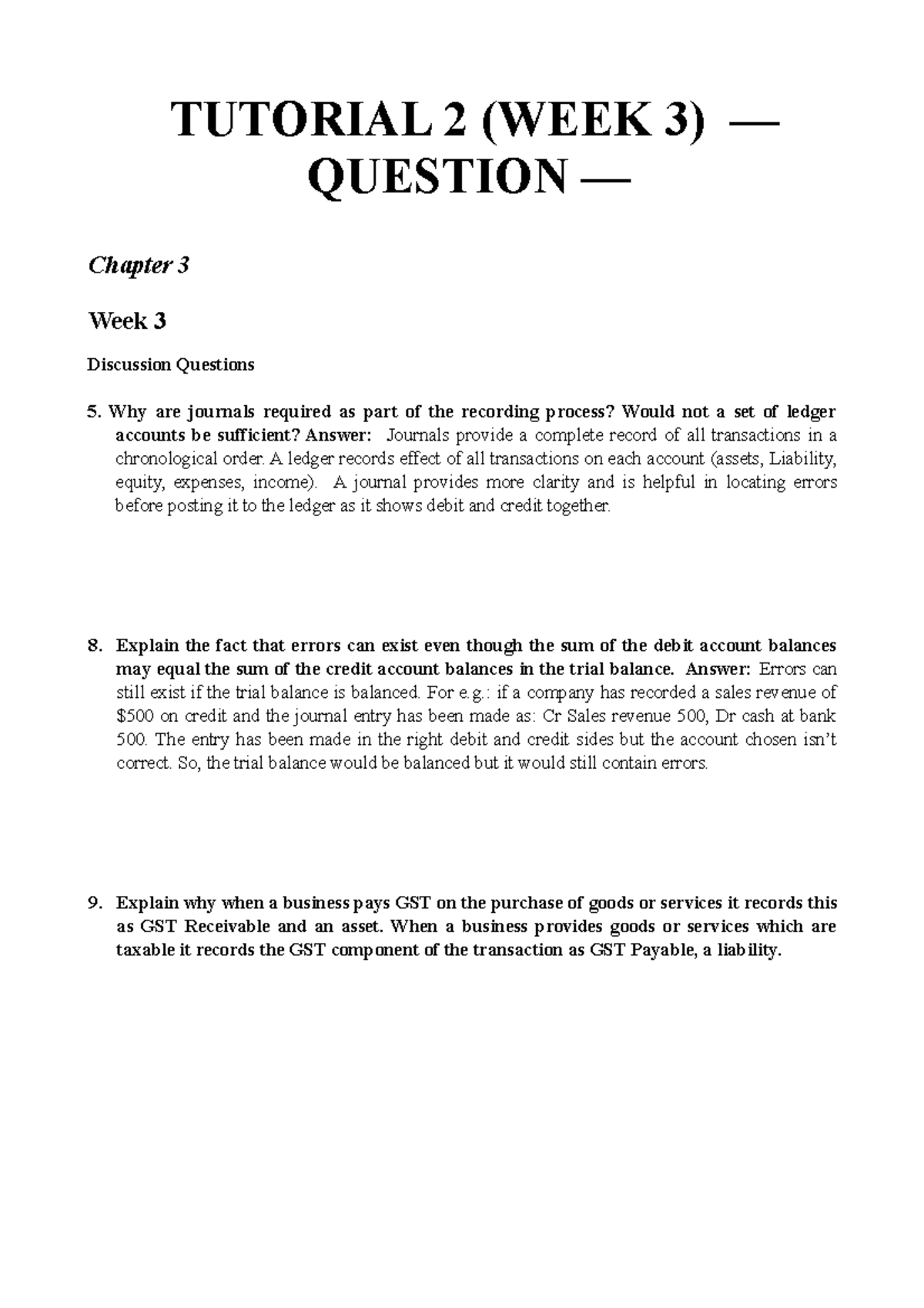 Tutorial 2 (Week 3) solutions - TUTORIAL 2 (WEEK 3) — QUESTION ...