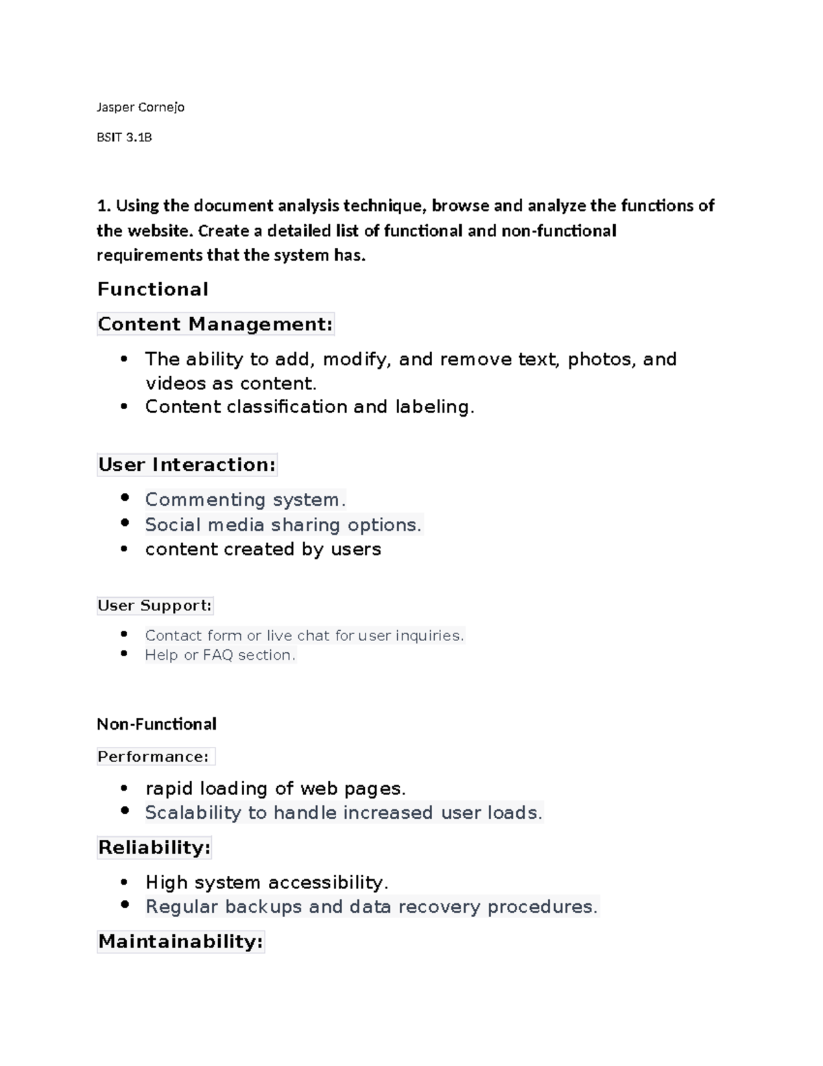 05 Laboratory Exercise 1 - Functional & Non-Functional Requirements Analysis - Studocu