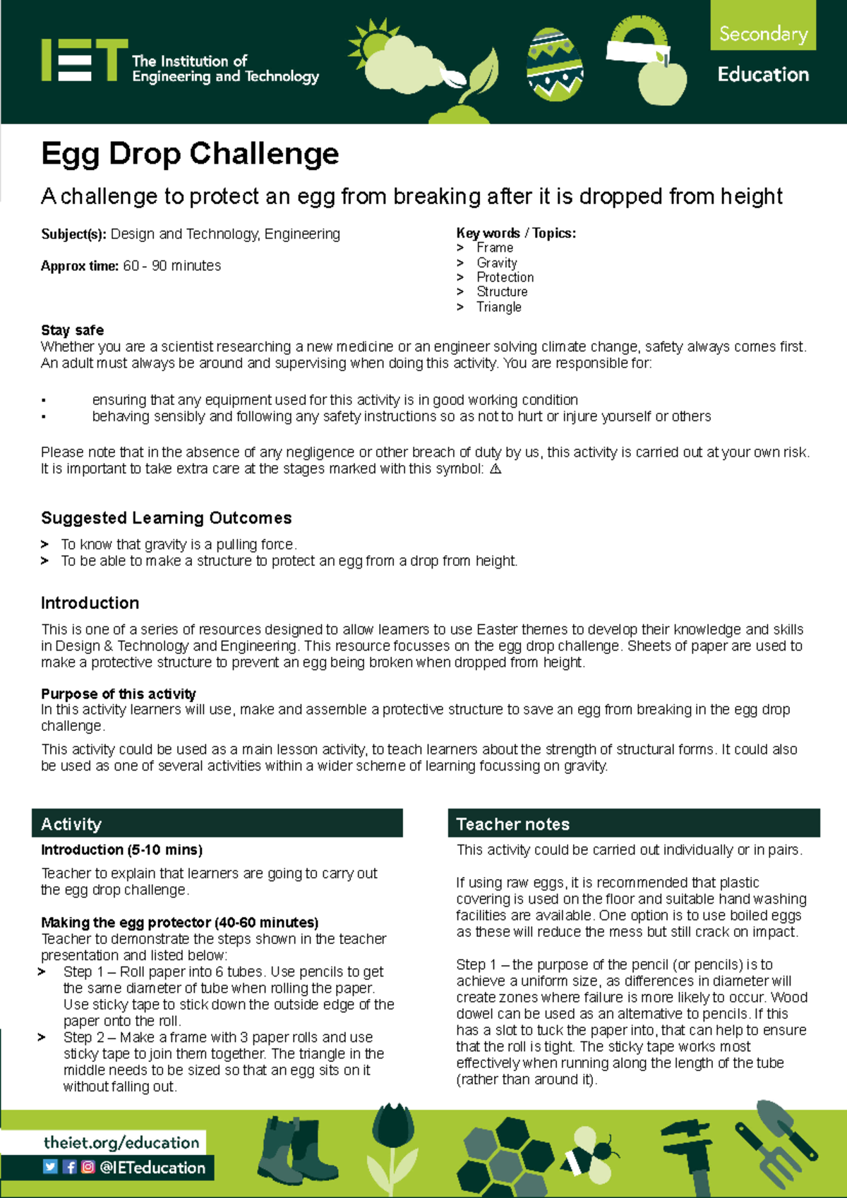 EGG 101: Egg Drop Challenge Activity - Designing Protective Structures ...