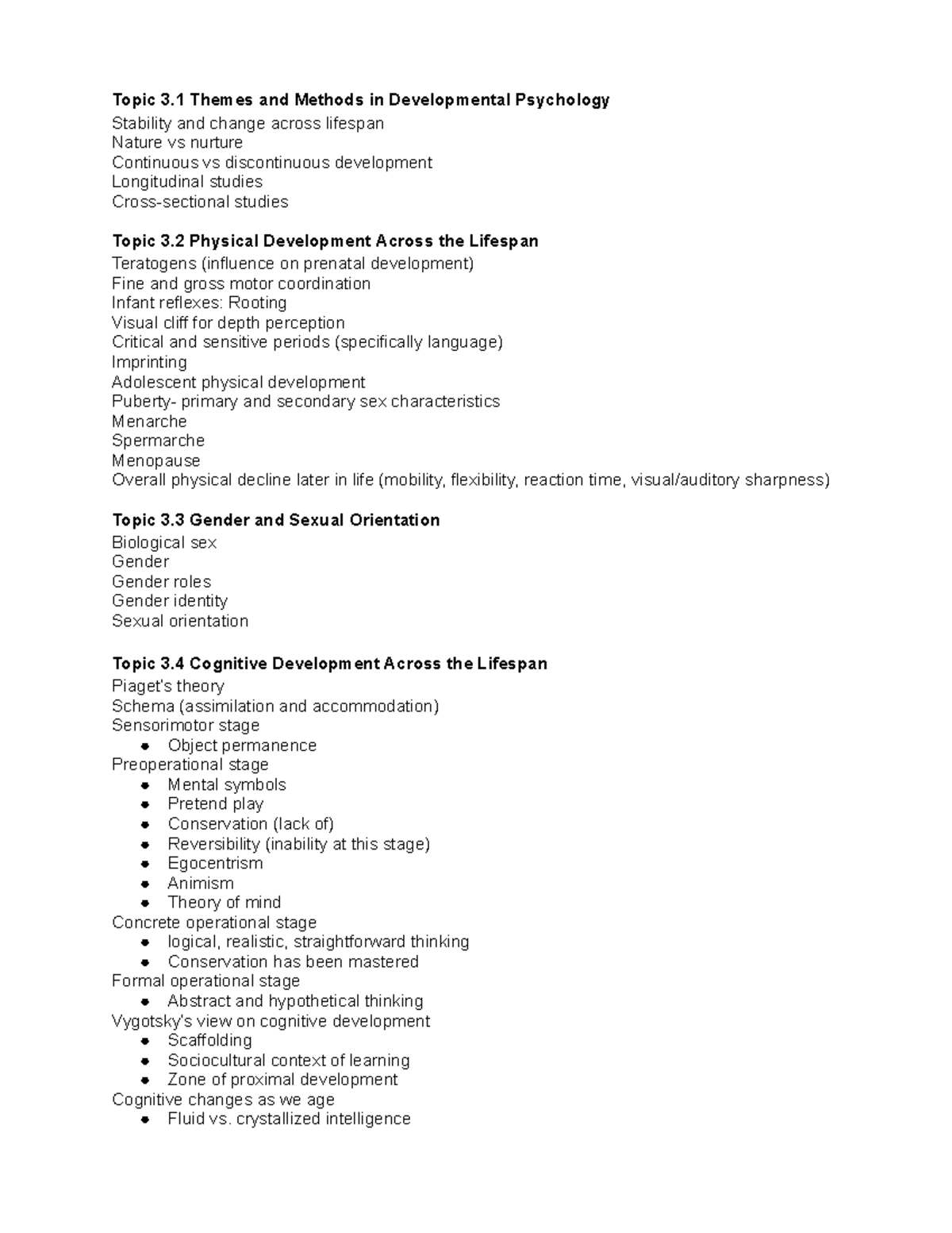 Unit 3 Vocabulary: Key Themes in Developmental Psychology - Studocu