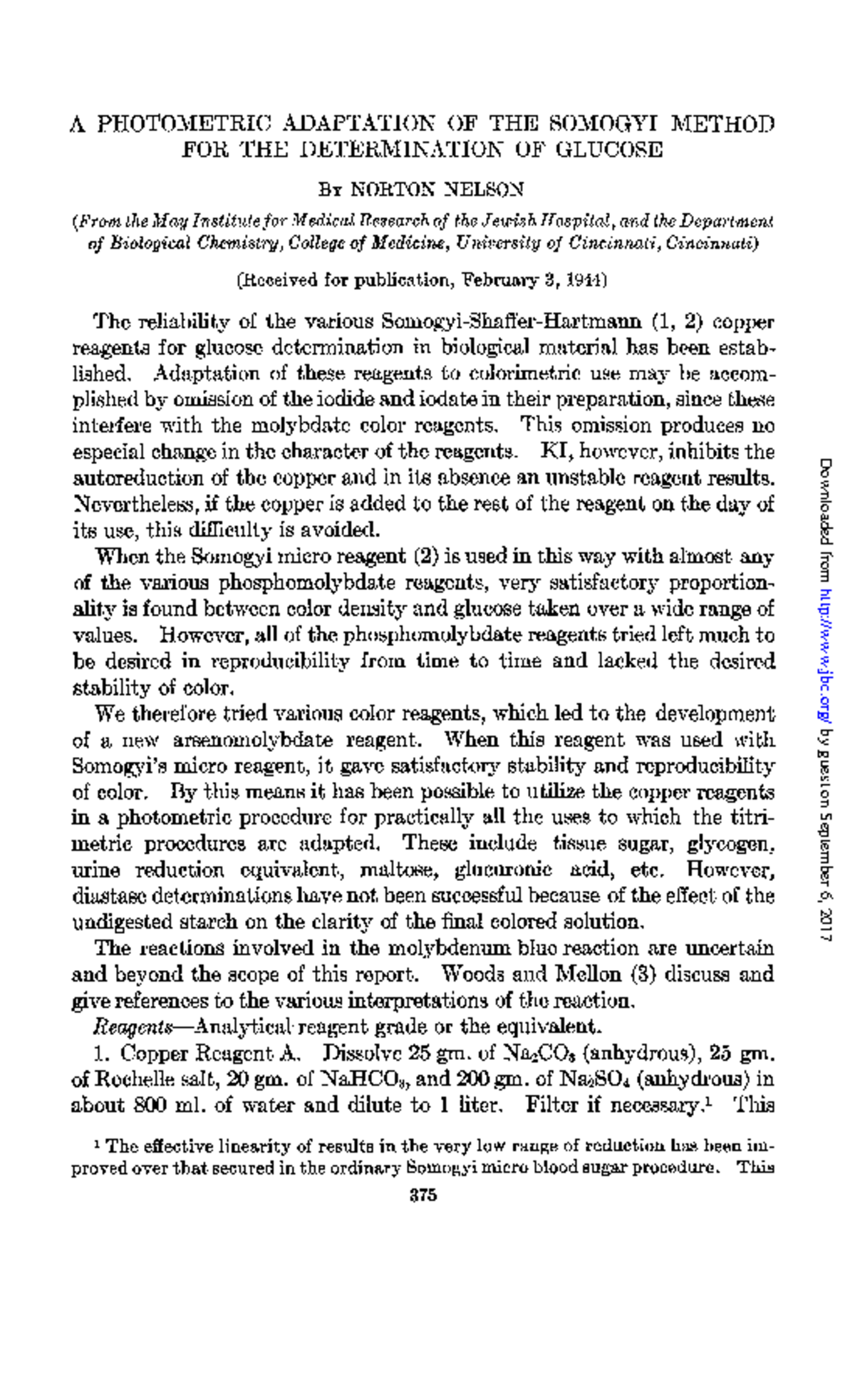 Photometric Adaptation of Somogyi Method for Glucose Determination ...