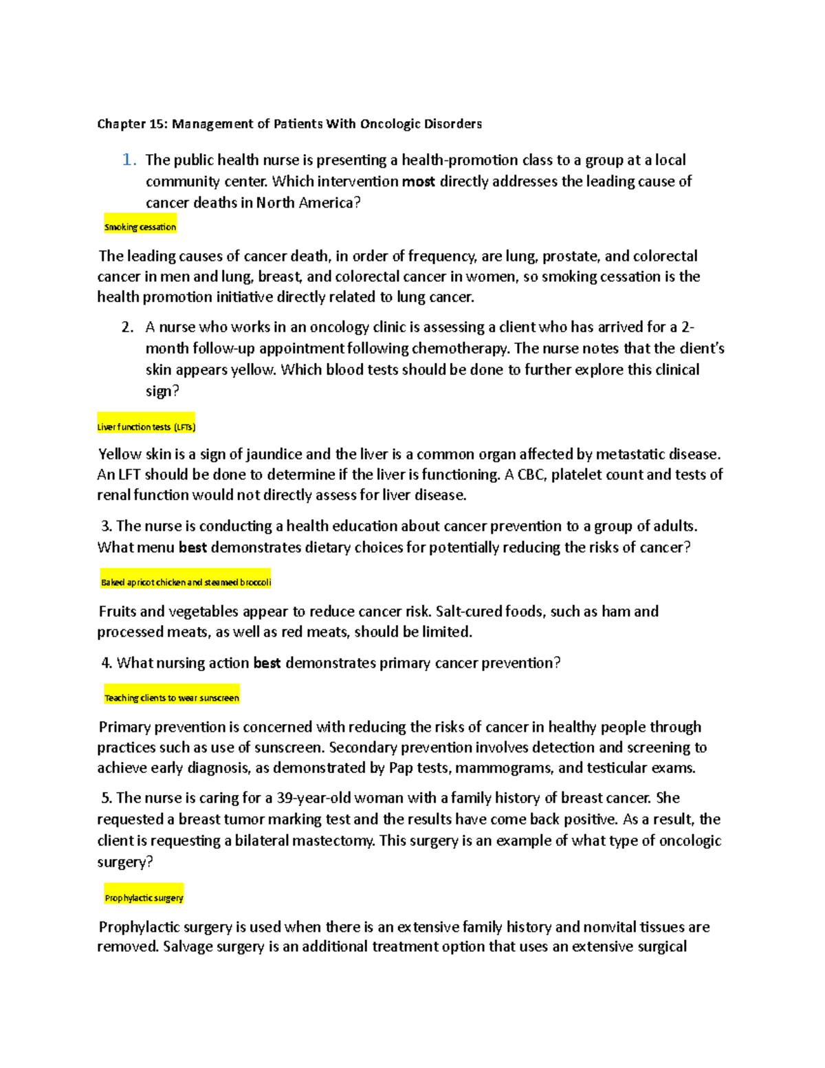Oncology Chapter 15: Management of Oncologic Disorders in Patients ...