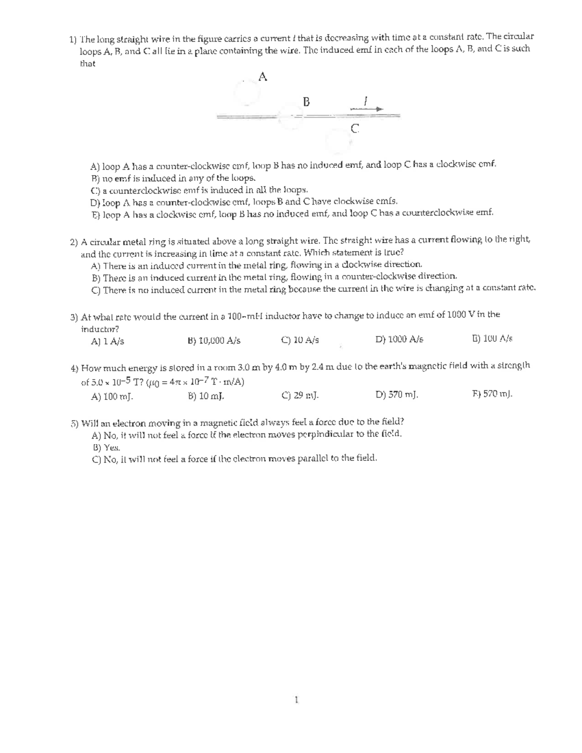 Electromagnetic Induction and Magnetic Fields Quiz - Studocu