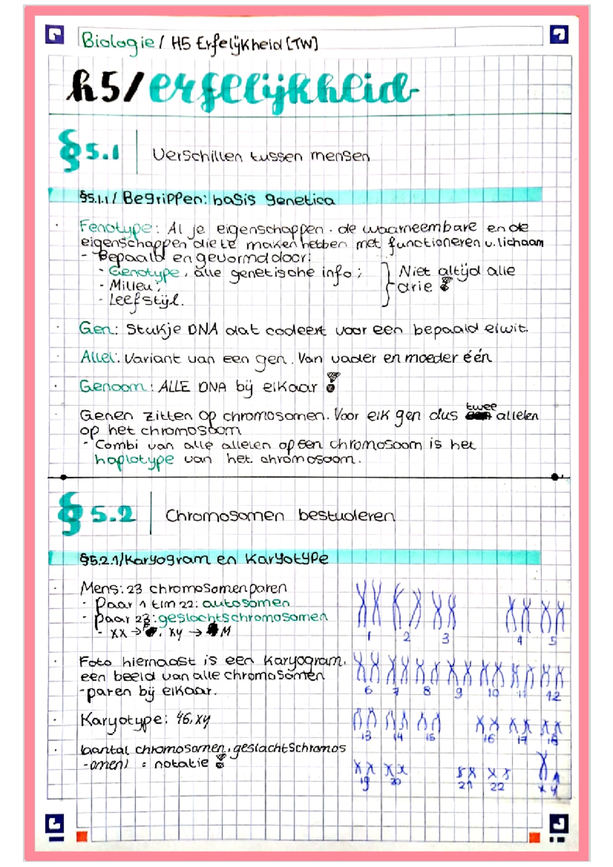 H5 Biologie (TW) Erfelijkheid: Genetica en Chromosomen Overzicht ...