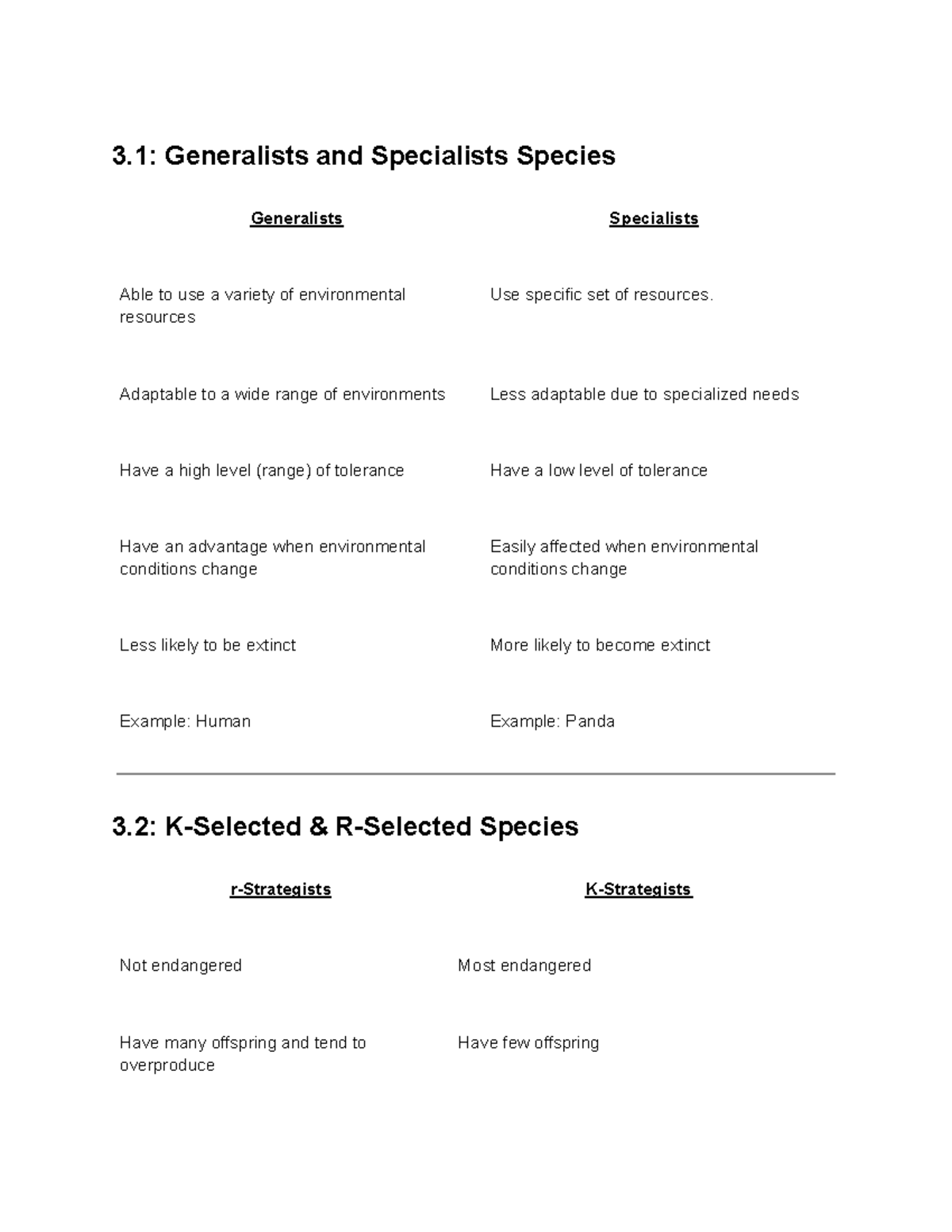 AP Environmental Science - Unit 3: Species & Population Dynamics - Studocu