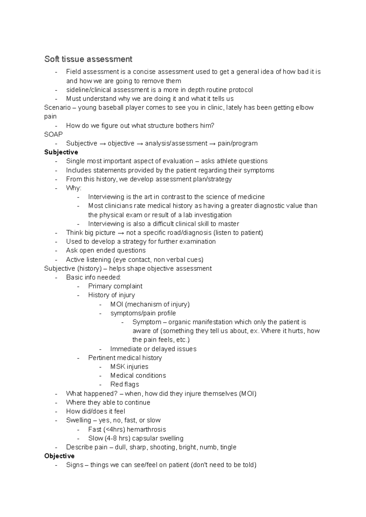 Soft Tissue Assessment in Elbow Pain: Lecture 7 Insights - Studocu