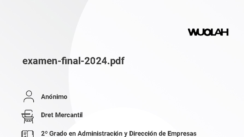 Examen Final Dret Mercantil 2º Grado 2024 - Universitat de Barcelona - Studocu