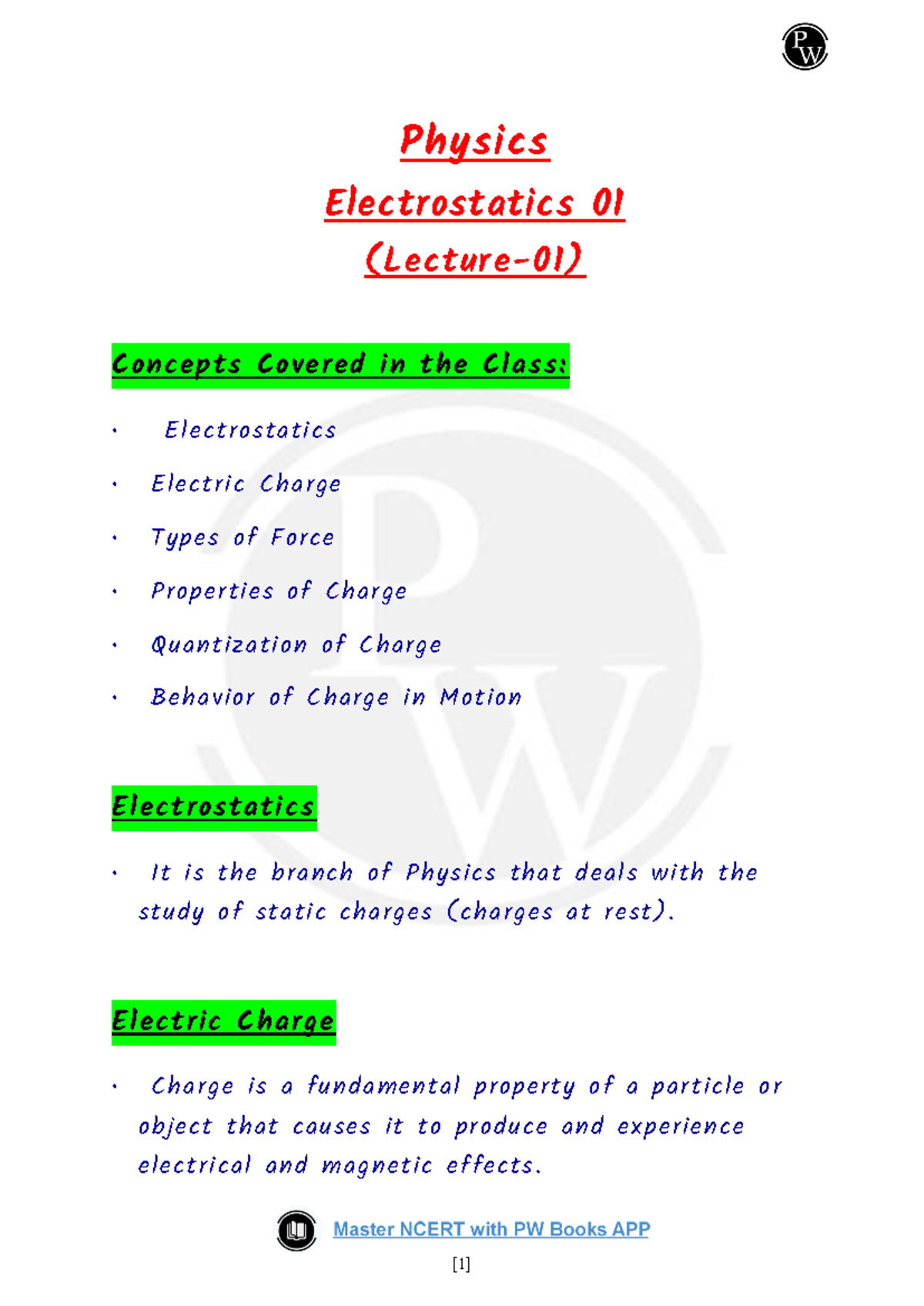 Physics 01: Electrostatics Concepts and Charge Properties - Studocu
