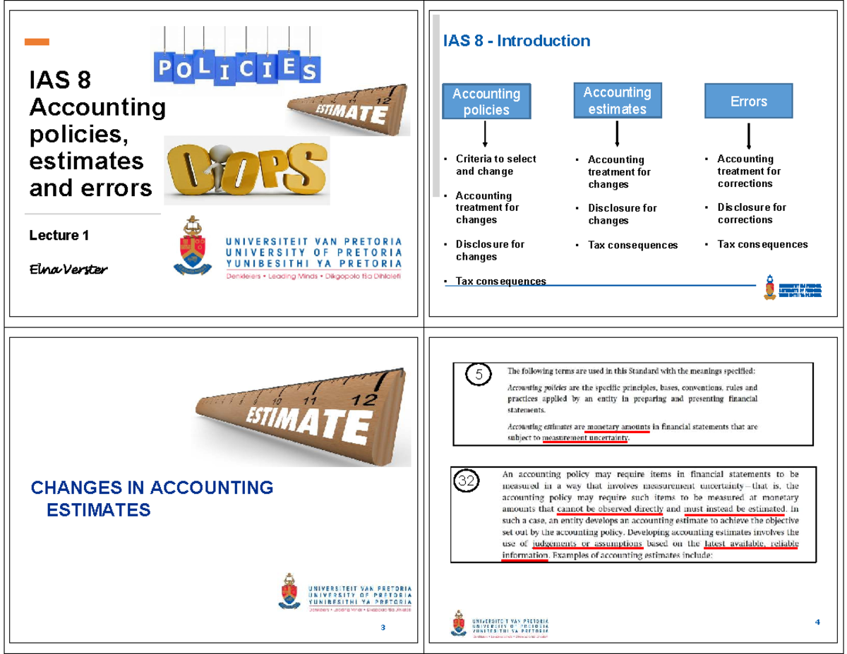 IAS 8 Lectures 2024 - Notes - IAS 8Accountingpolicies,estimatesand ...
