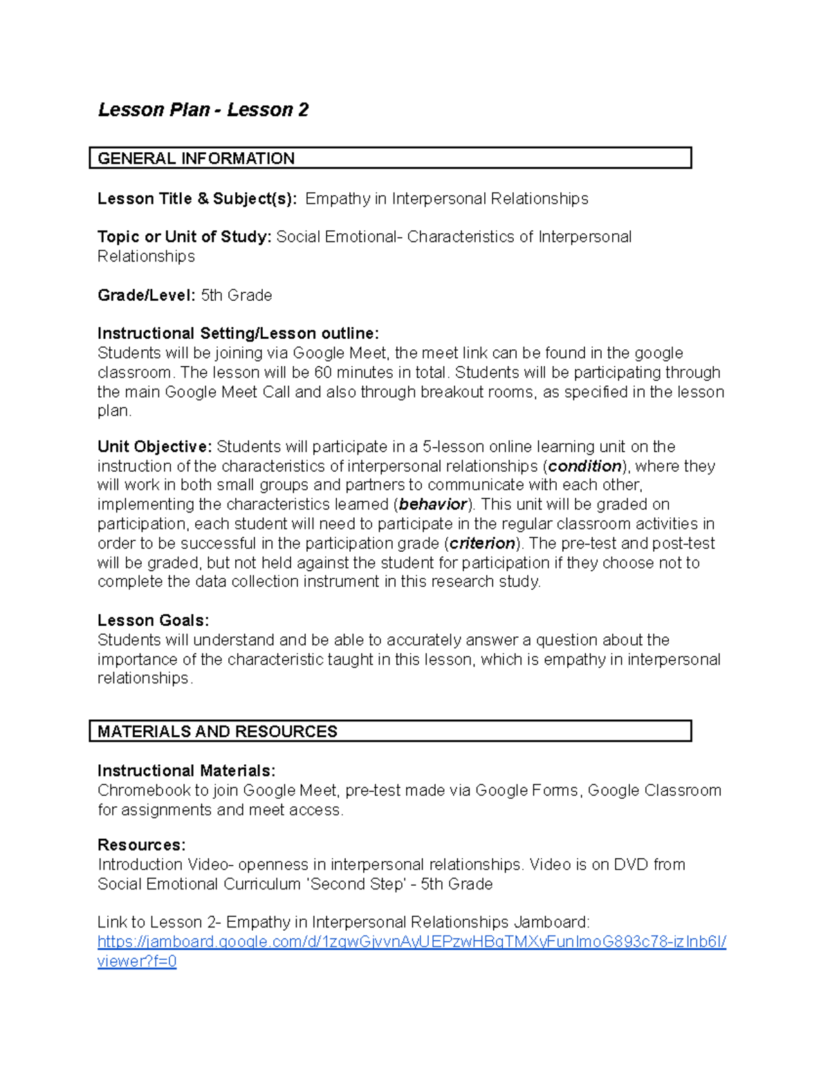 Capstone Lesson Plan Day 2 - Lesson Plan - Lesson 2 GENERAL INFORMATION ...