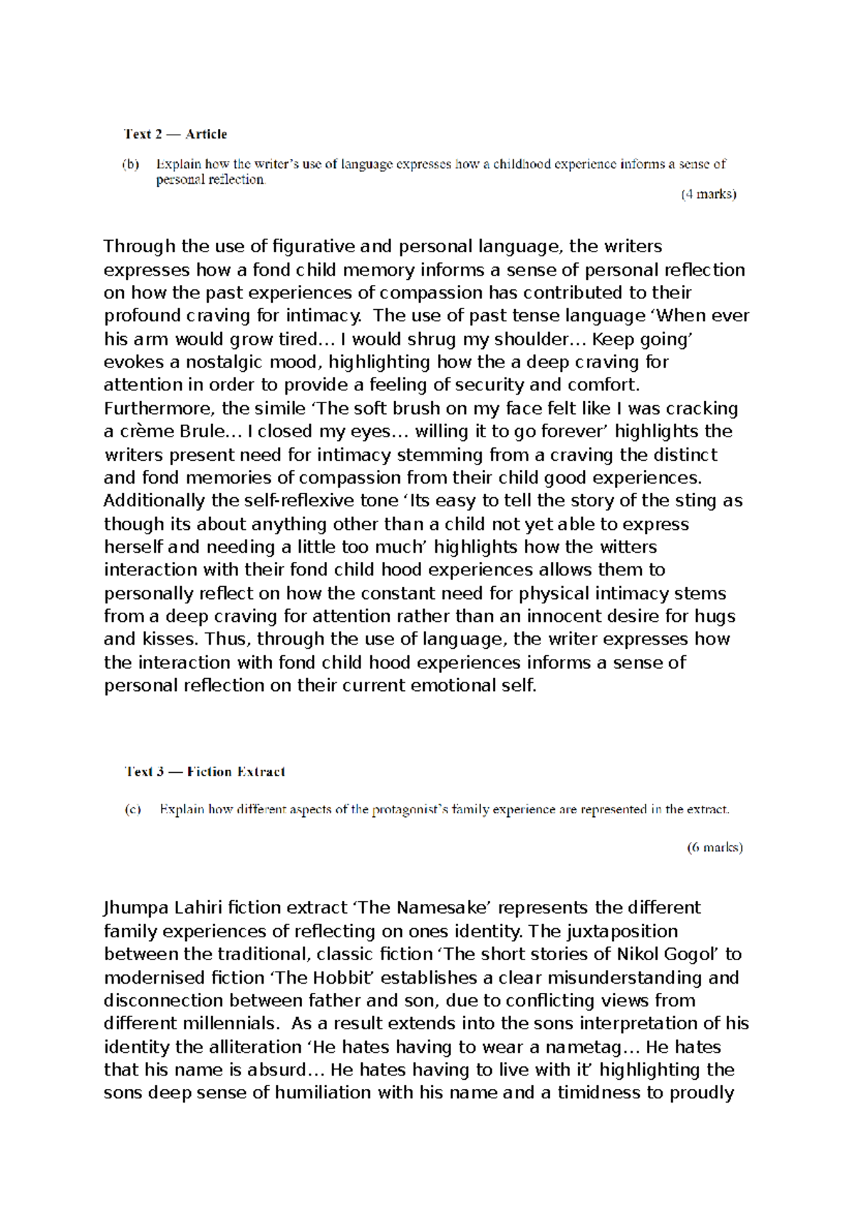 ENG 201: Essay Notes on Memory and Identity in Literature - Studocu