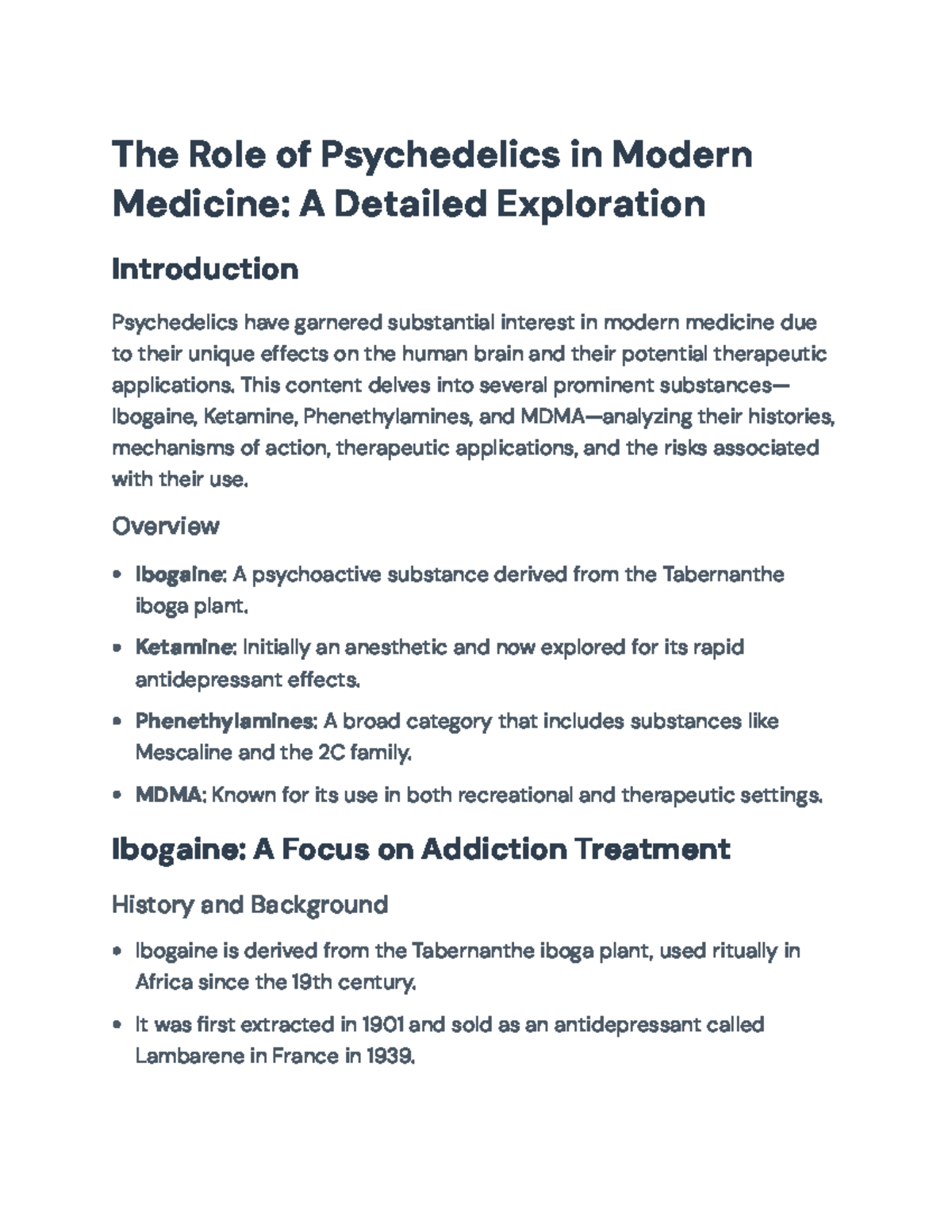The Role of Psychedelics in Modern Medicine: Therapeutic Insights ...