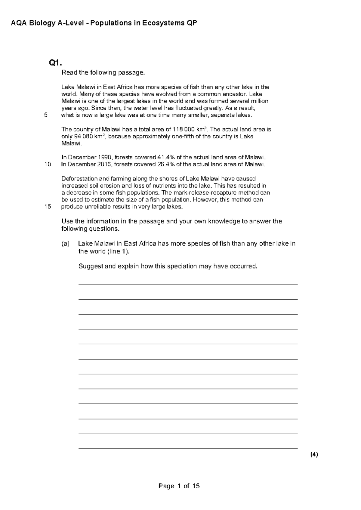 AQA Biology Populations in Ecosystems QP - Exam Questions and Analysis ...
