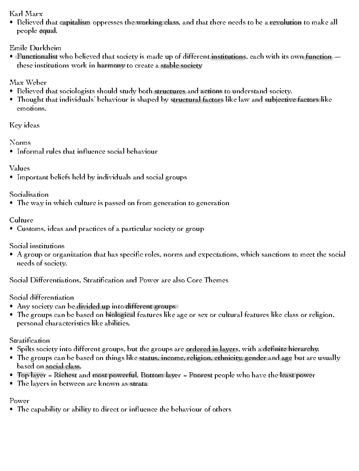 A Level Sociology: Key Theories and Concepts in Social Analysis - Studocu