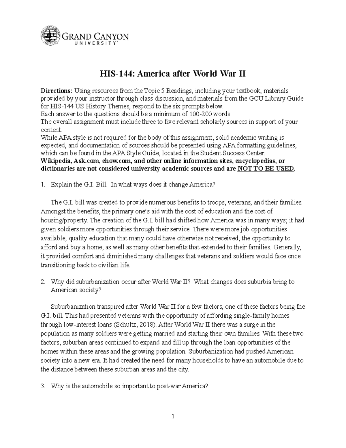 HIS-144 America After WWII Topic 5 - America after World War II ...