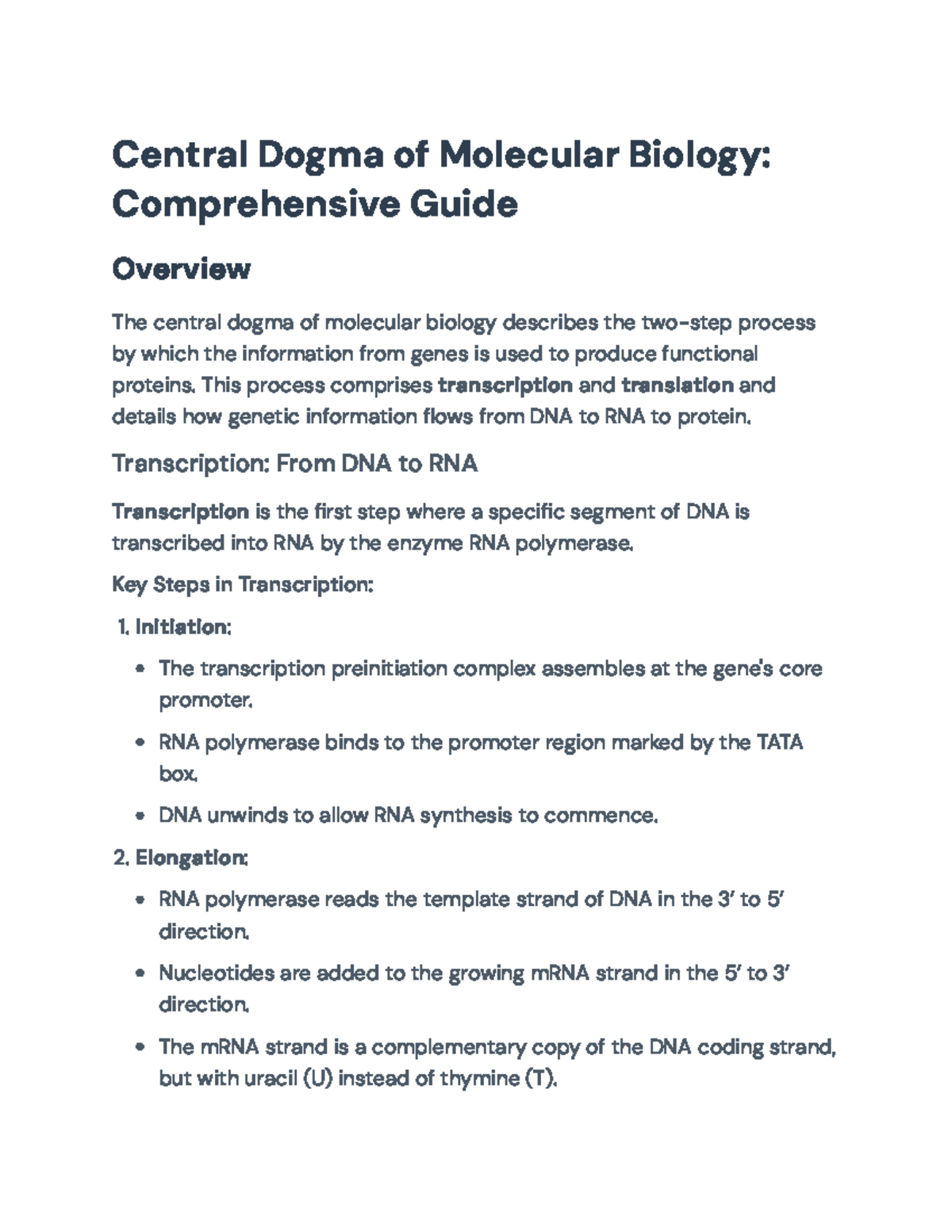 Central Dogma of Molecular Biology: Transcription & Translation Guide ...