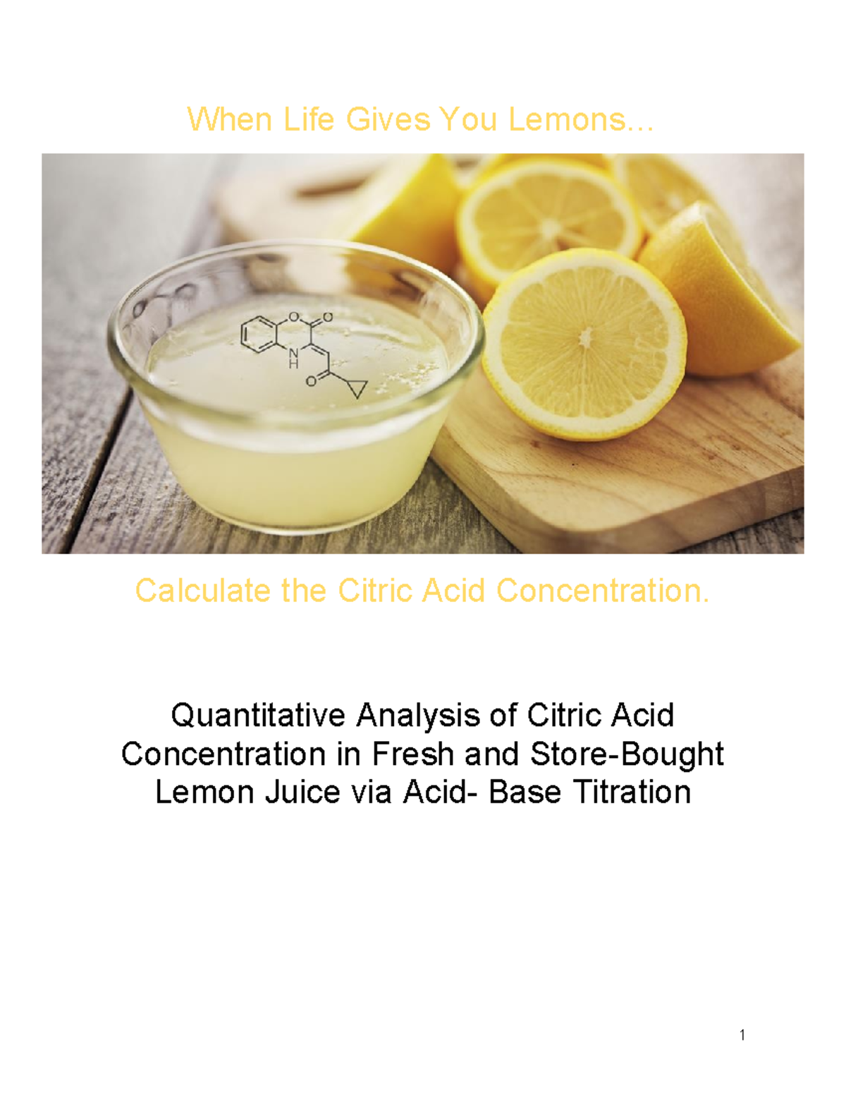 HSC Chemistry Depth Study: Citric Acid Concentration via Titration ...