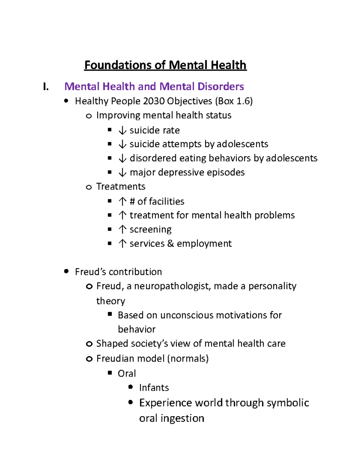 Foundations - Na. - Foundations of Mental Health I. Mental Health and ...