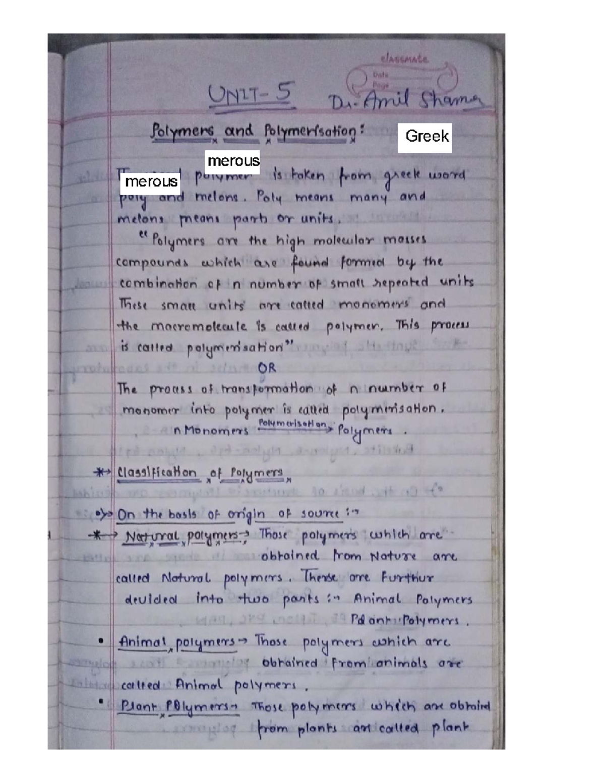 Unit 5: Polymers and Polymerisation - Comprehensive Study Notes - Studocu