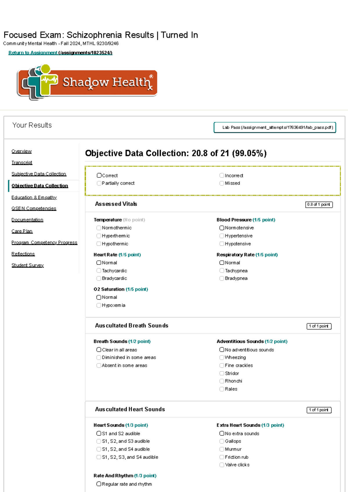Focused Exam on Schizophrenia: Objective Data Collection for MTHL 9230 ...