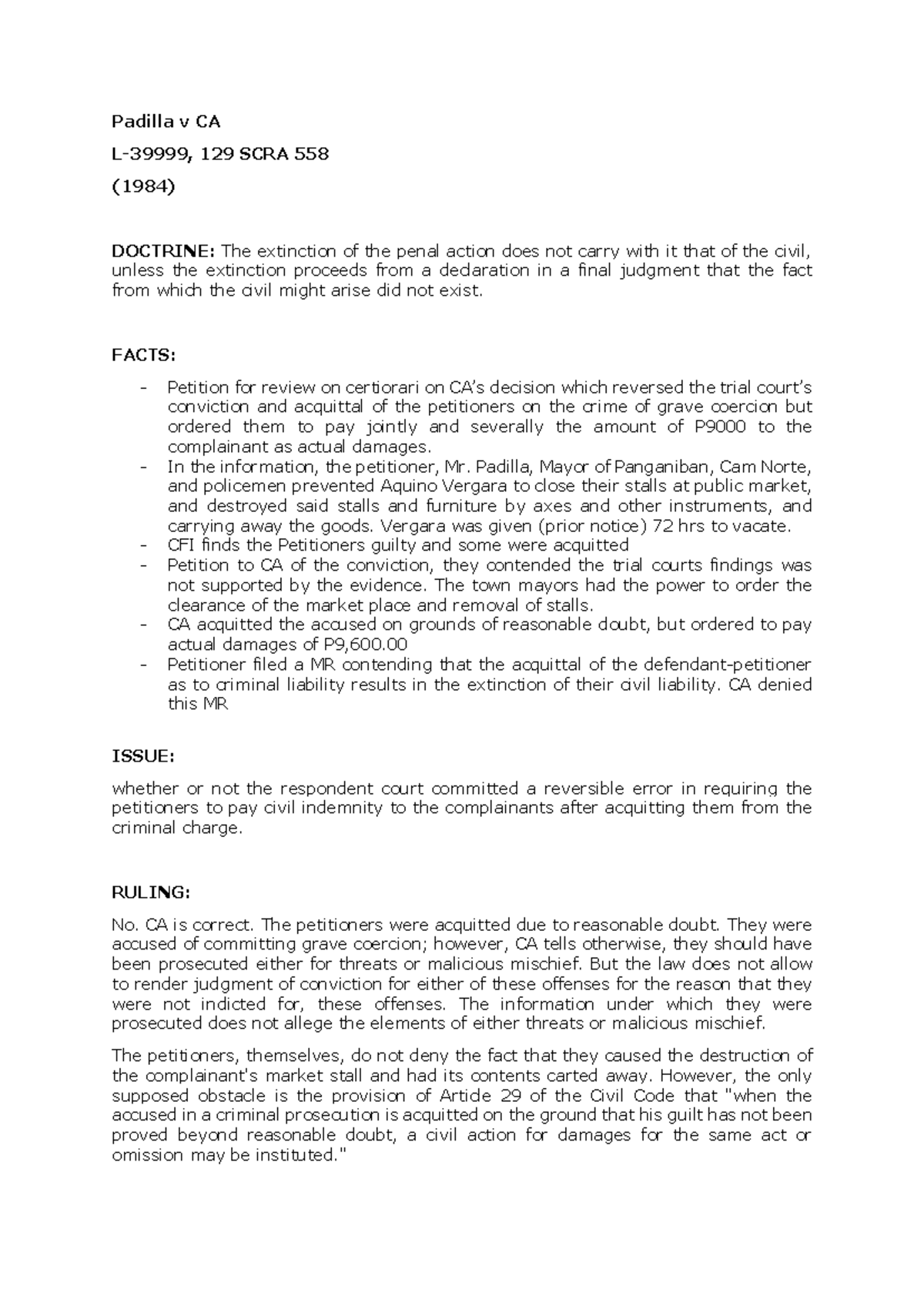 TORT - CASE Digest - Key Decisions in Tort Law Examples - Studocu