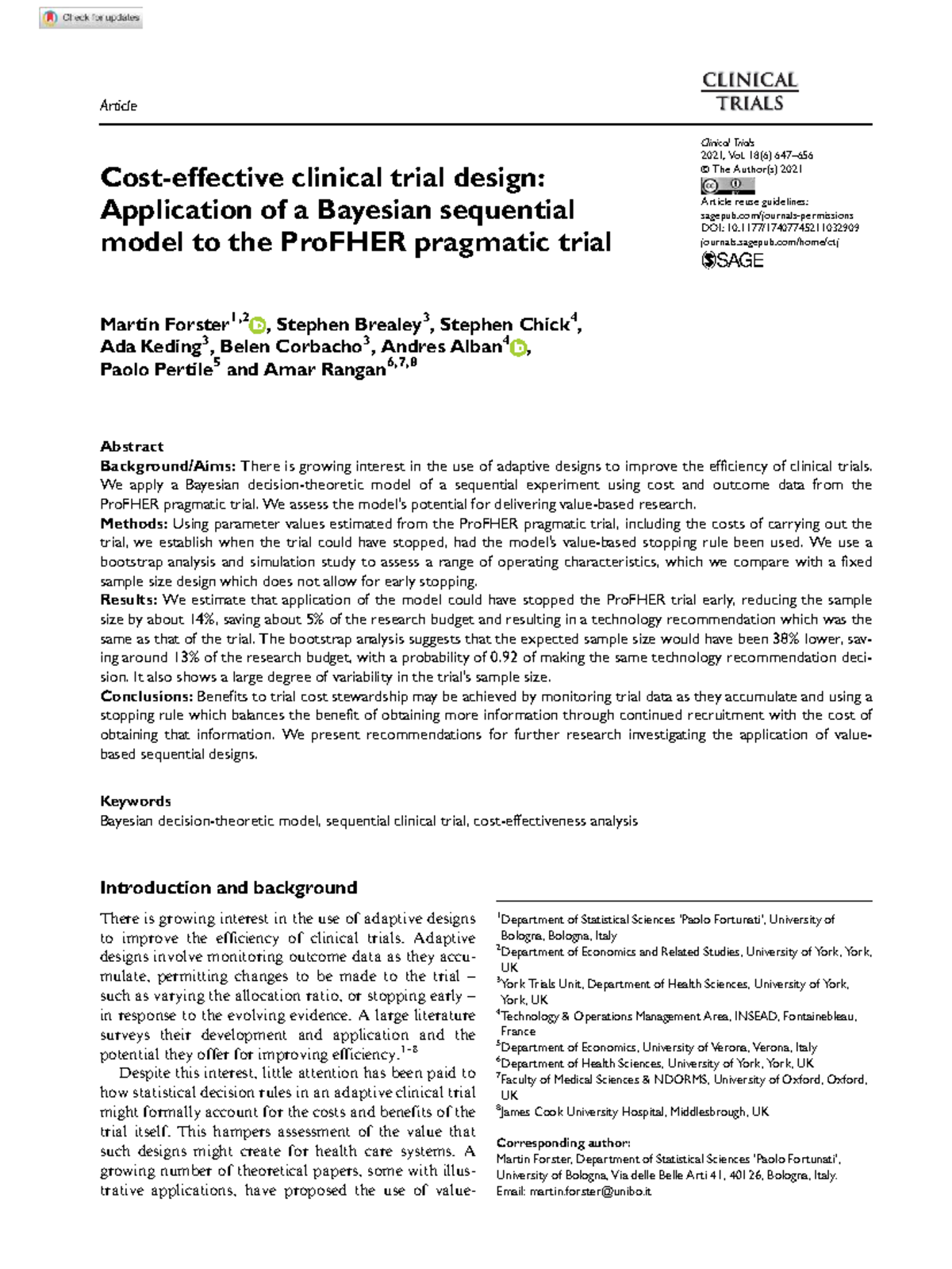 Forster et al. 2021: Cost-Effective Bayesian Sequential Model in ...
