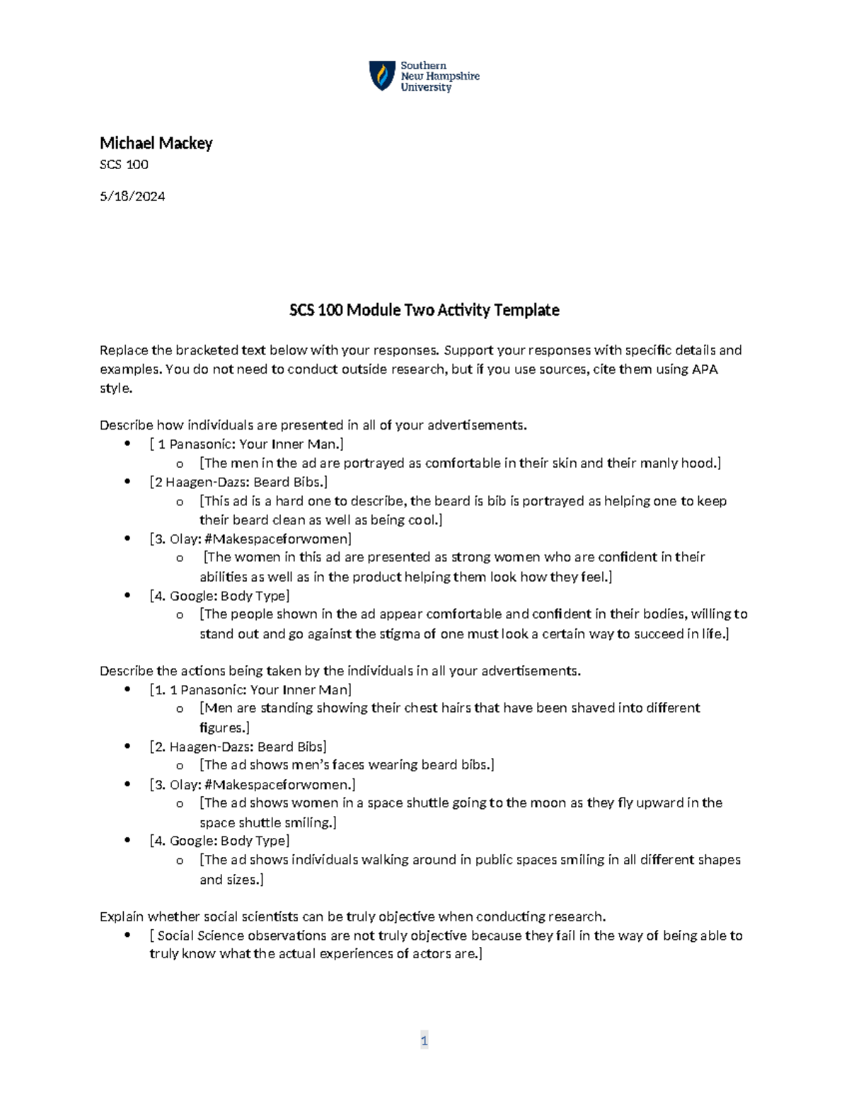 SCS 100 Module Two Activity Template (11) - Michael Mackey SCS 100 5/18 ...