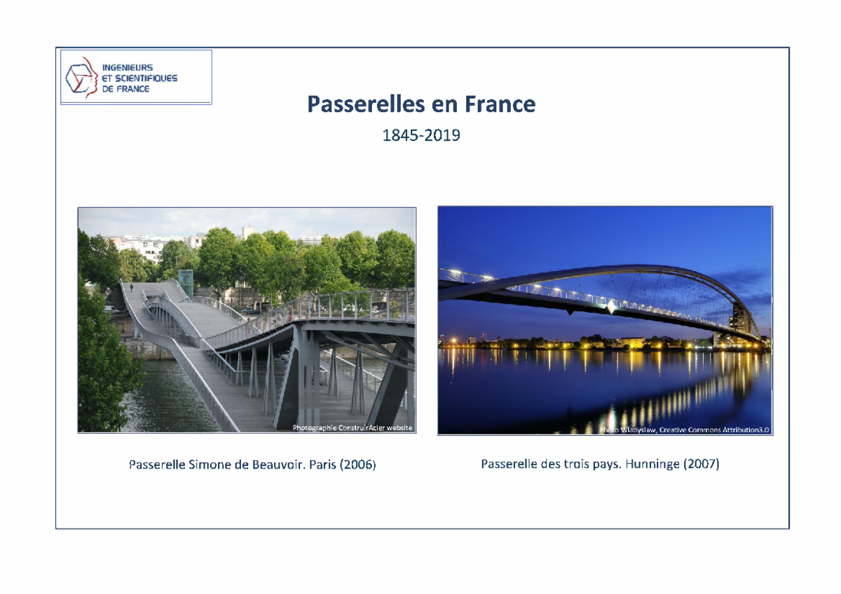 Passerelles Remarquables en France : Étude des Ouvrages de 1804 à 2019 ...